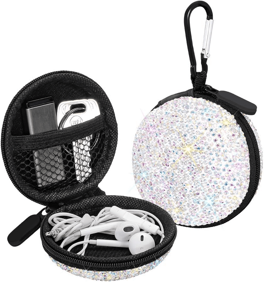 Earphone Case Earbuds Small Carrying Cases Bling Rhinestone Crystal ...