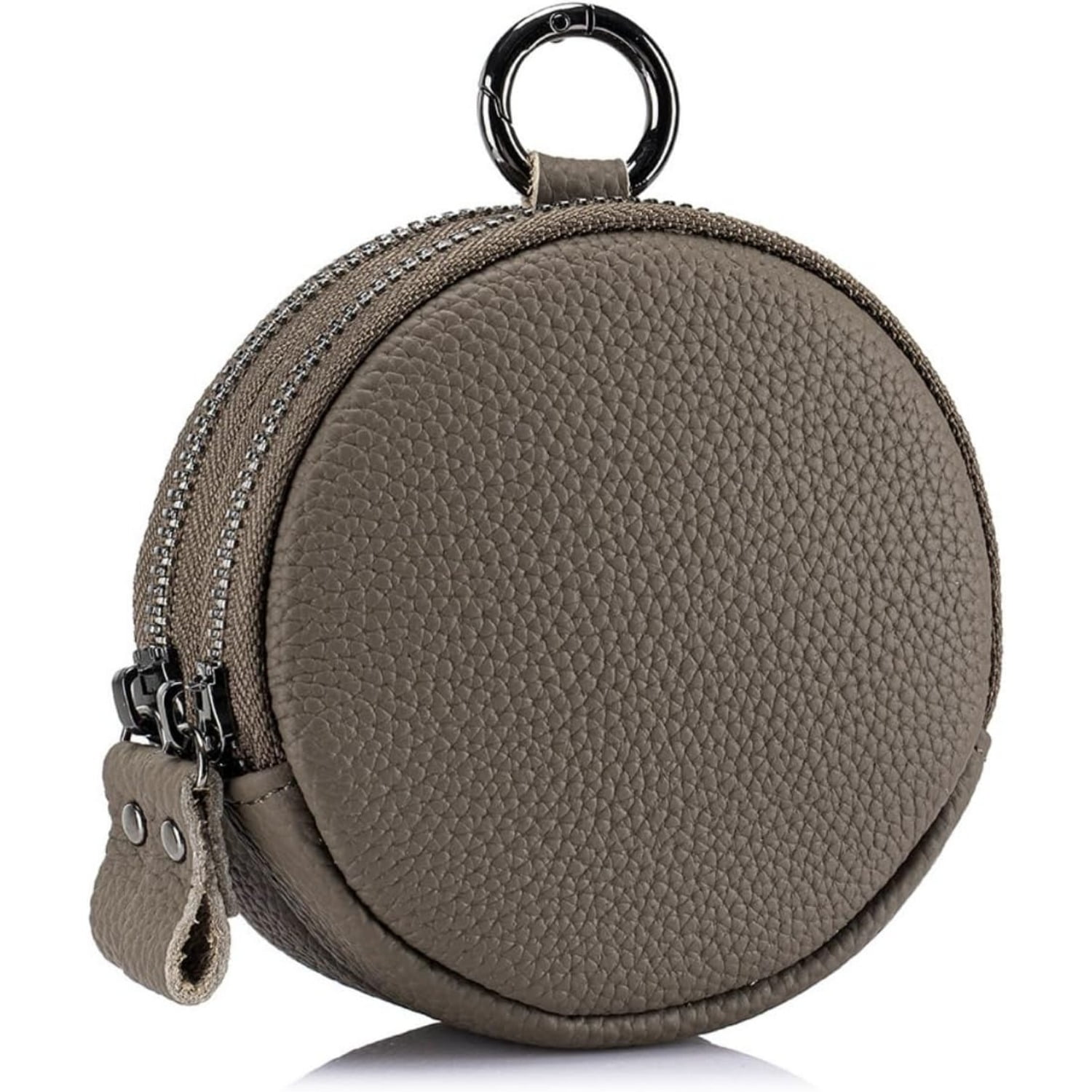 Earphone Case Key Case Genuine Leather Mini Round Coin Wallet Lipstick ...