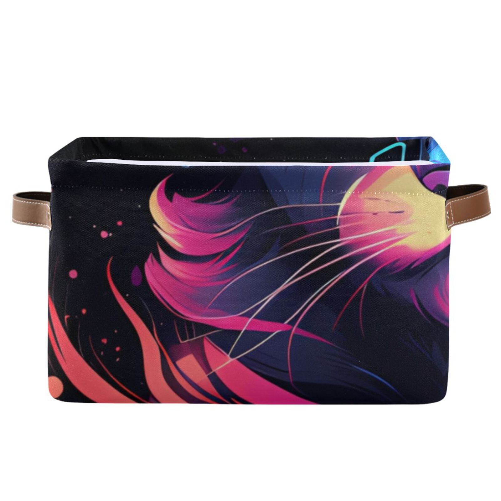 Earphone Cat Head Colorful Storage Bins Baskets With Handles Storage ...