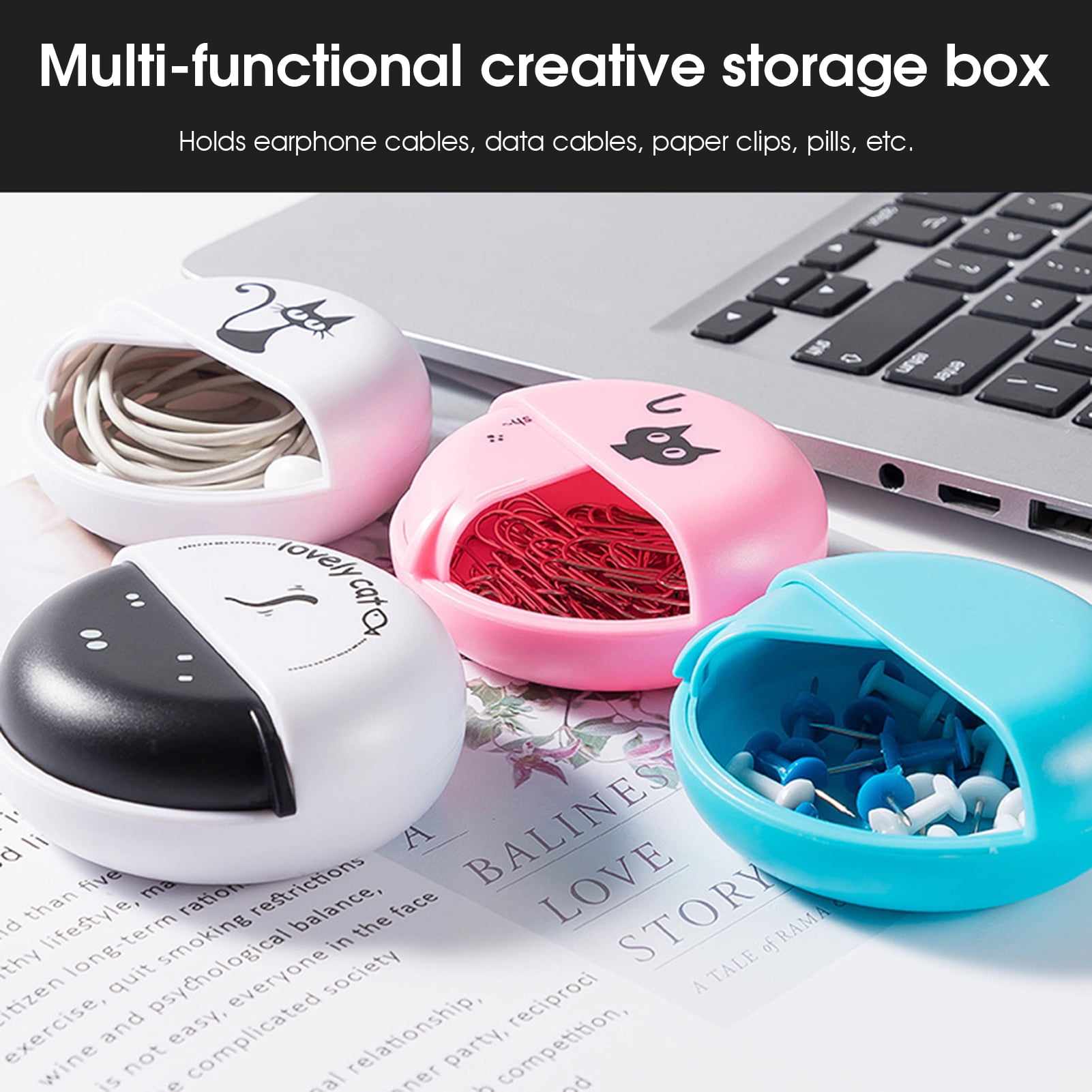 Earphone Storage Box Multifunctional Anti-fall Mini Cartoon Wire Cable ...
