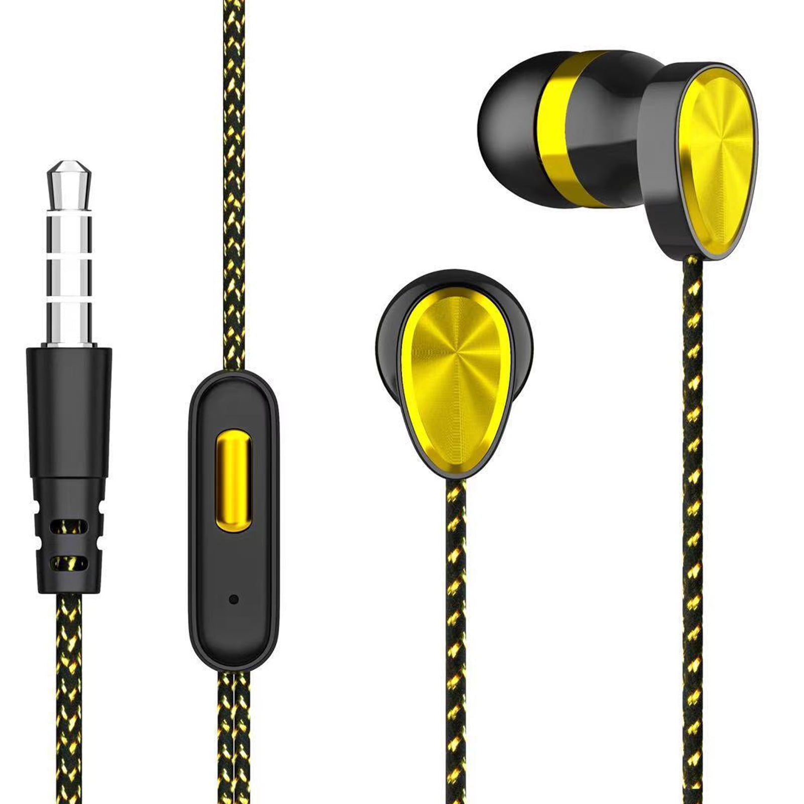 Earphone with Mic Dual Moving Coil 3.5mm In-ear Wired Sports Headphone ...