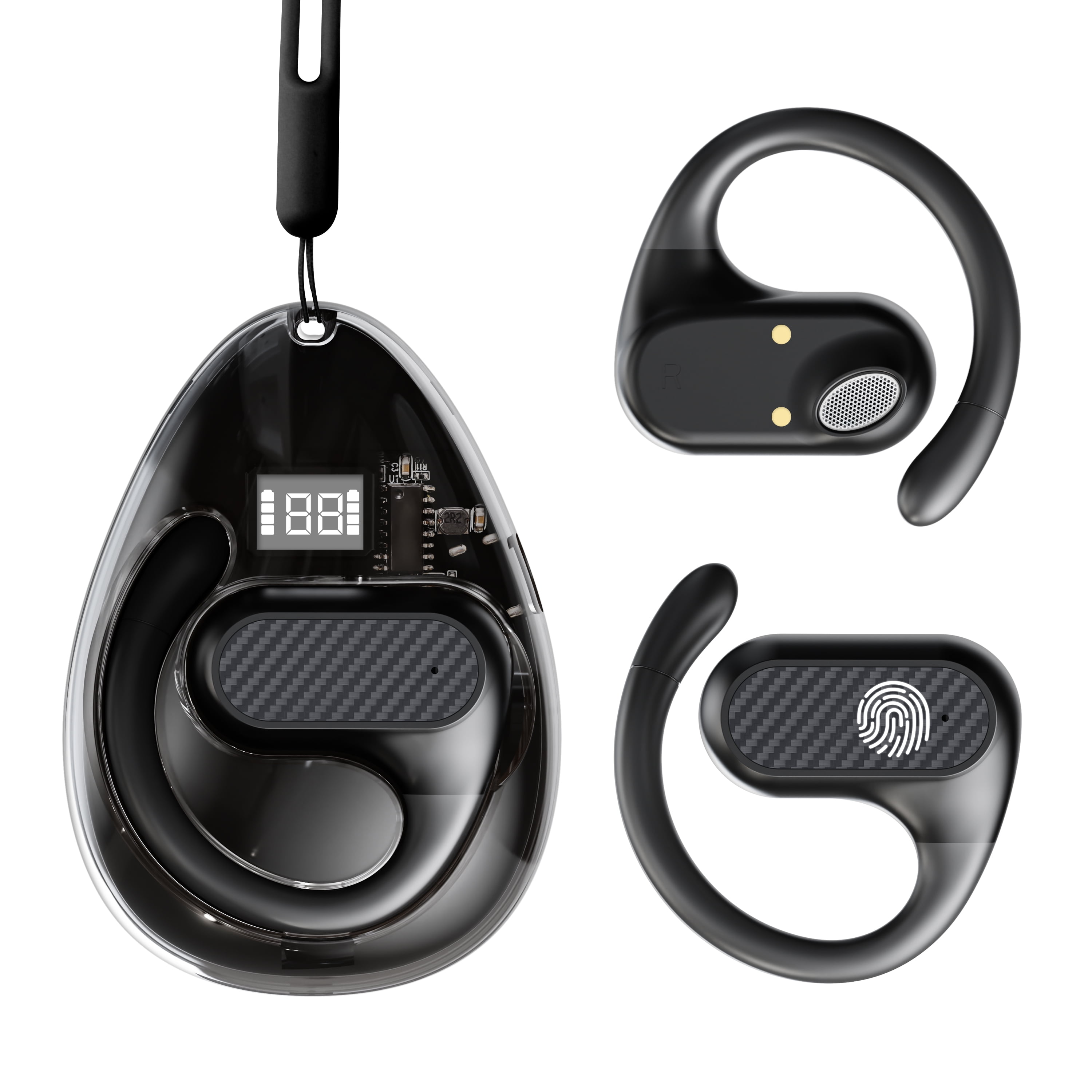 Earphones Open Noise Canceling Wireless Bluetooth 5.4 Headphones HIFI ...