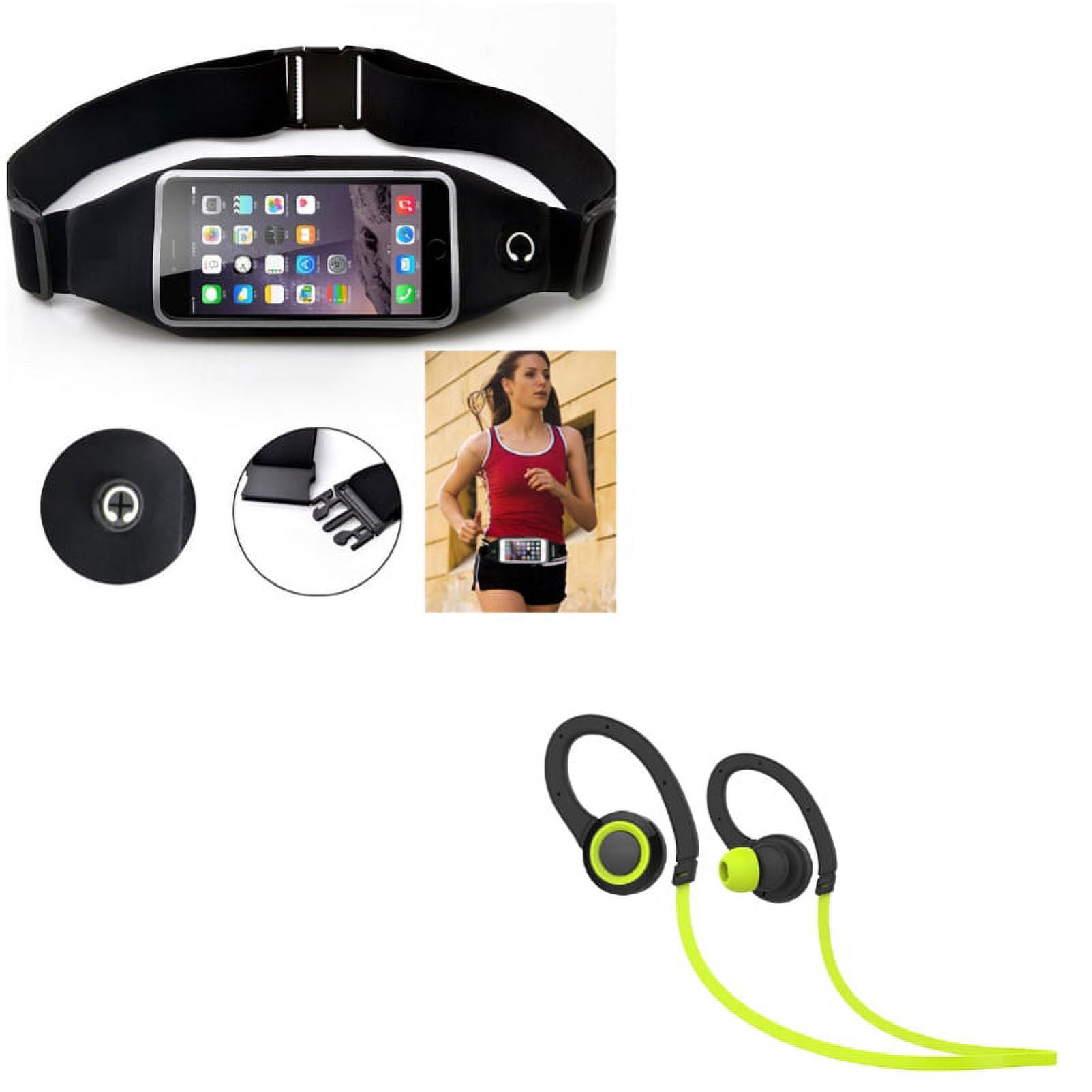 Earphones Sports Wireless Headset w Sports Belt Band Running Waist Bag ...