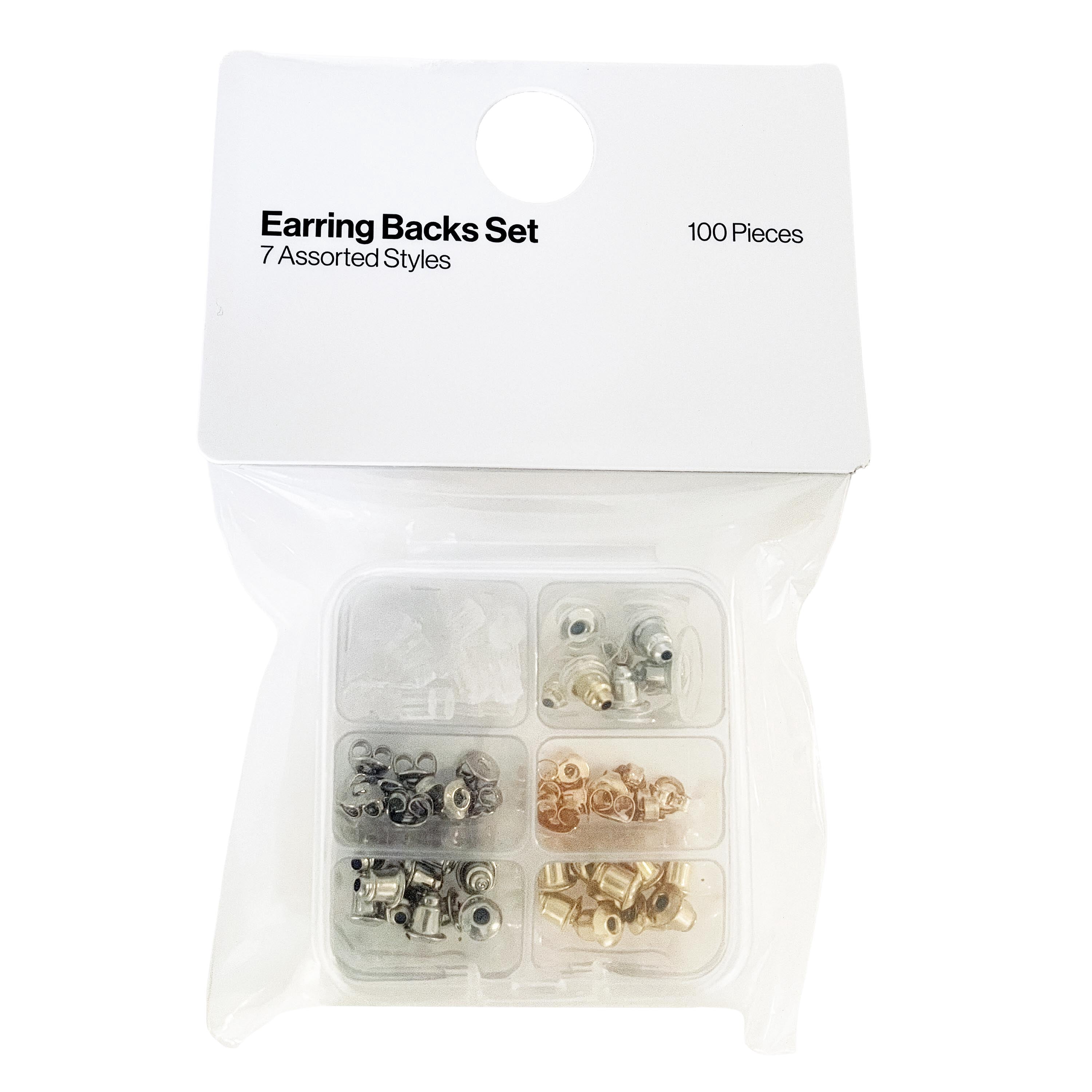 Essentials Earring Back Set- 6 Section-100Pcs - Walmart.com