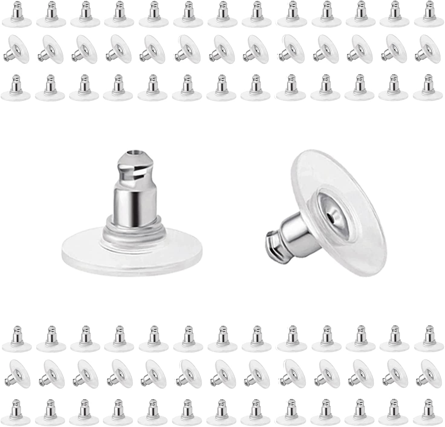Earring Backs 240pcs Replacements Earring Backing Silver Plated Pierced ...