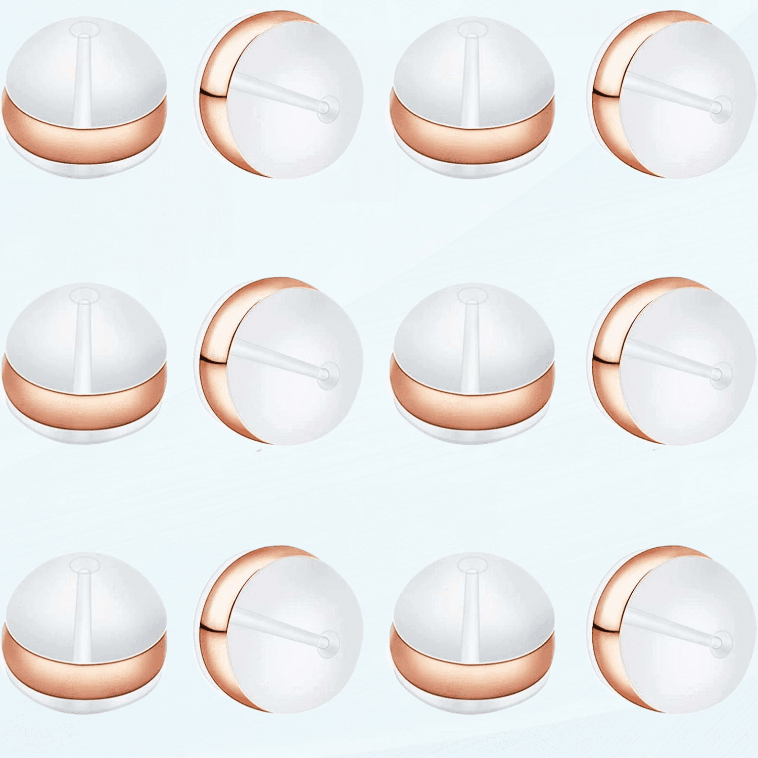 Earring Backs Rubber, Clear Stud Earring Backs Soft Plastic Rose Gold ...