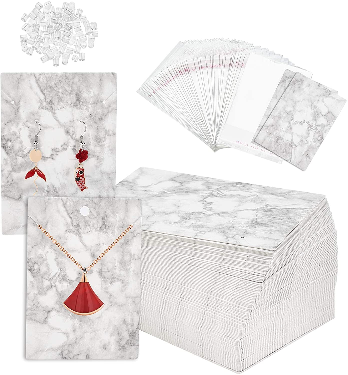 Earring Cards Set 100pcs 3.9 x 2.7 Inch Rectangle Paper Earring Display ...