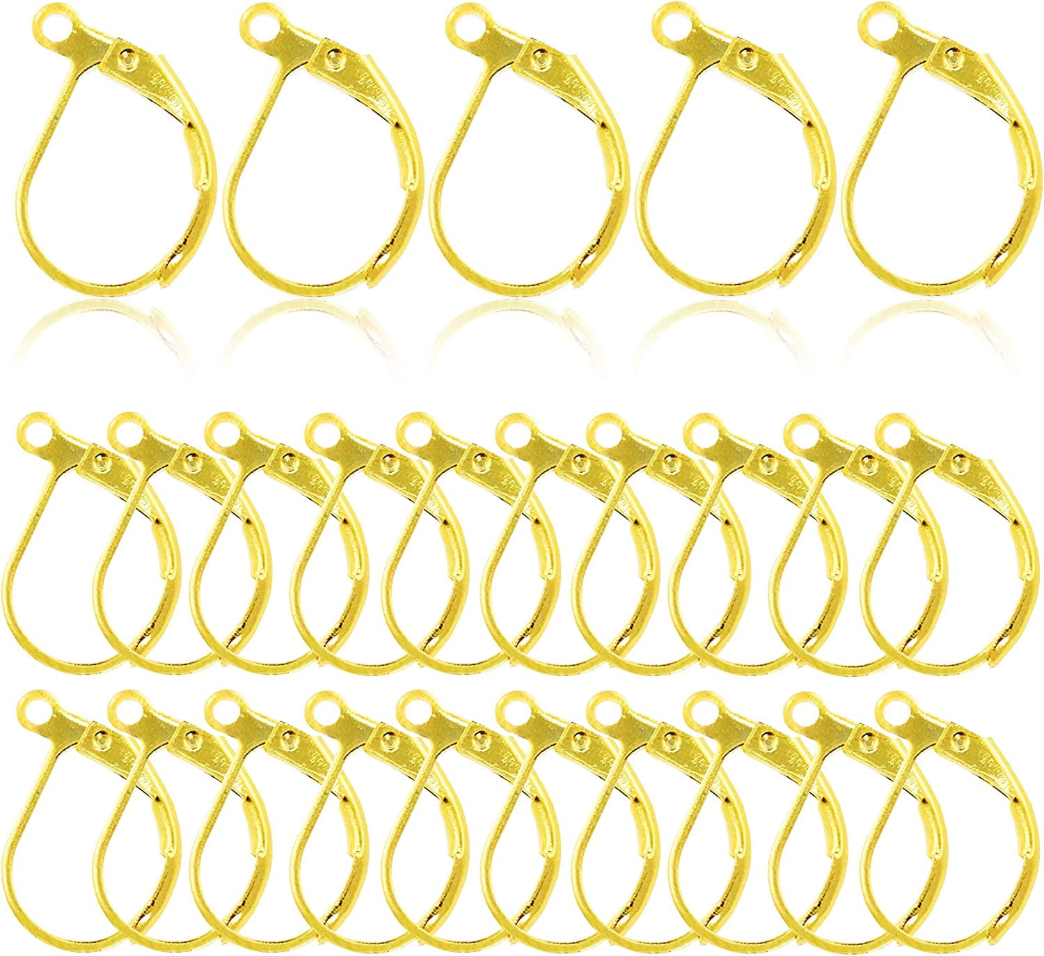 Earring Clasps - Gold Tone 100 PCs Leverback Earring Hooks - Earring ...