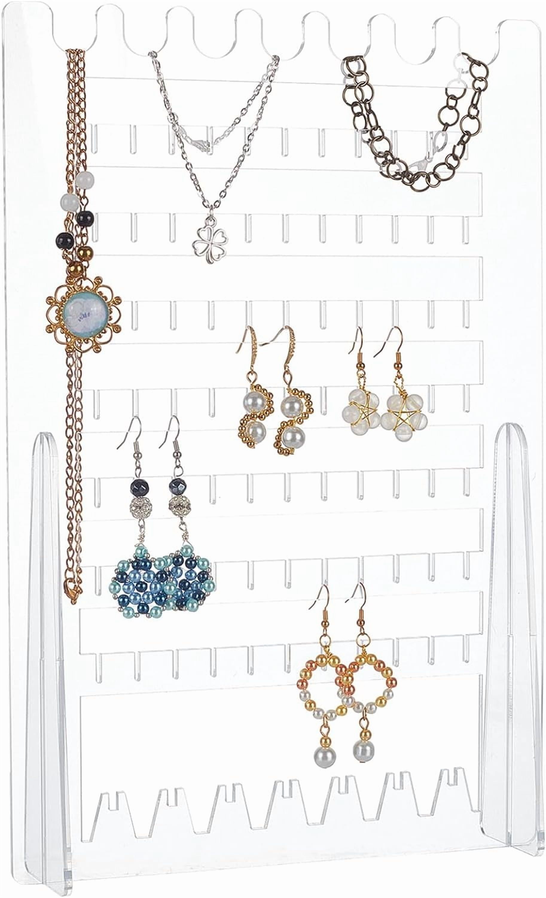 Earring Display Stand 9-Tier Transparent Earring Organizer Necklace ...