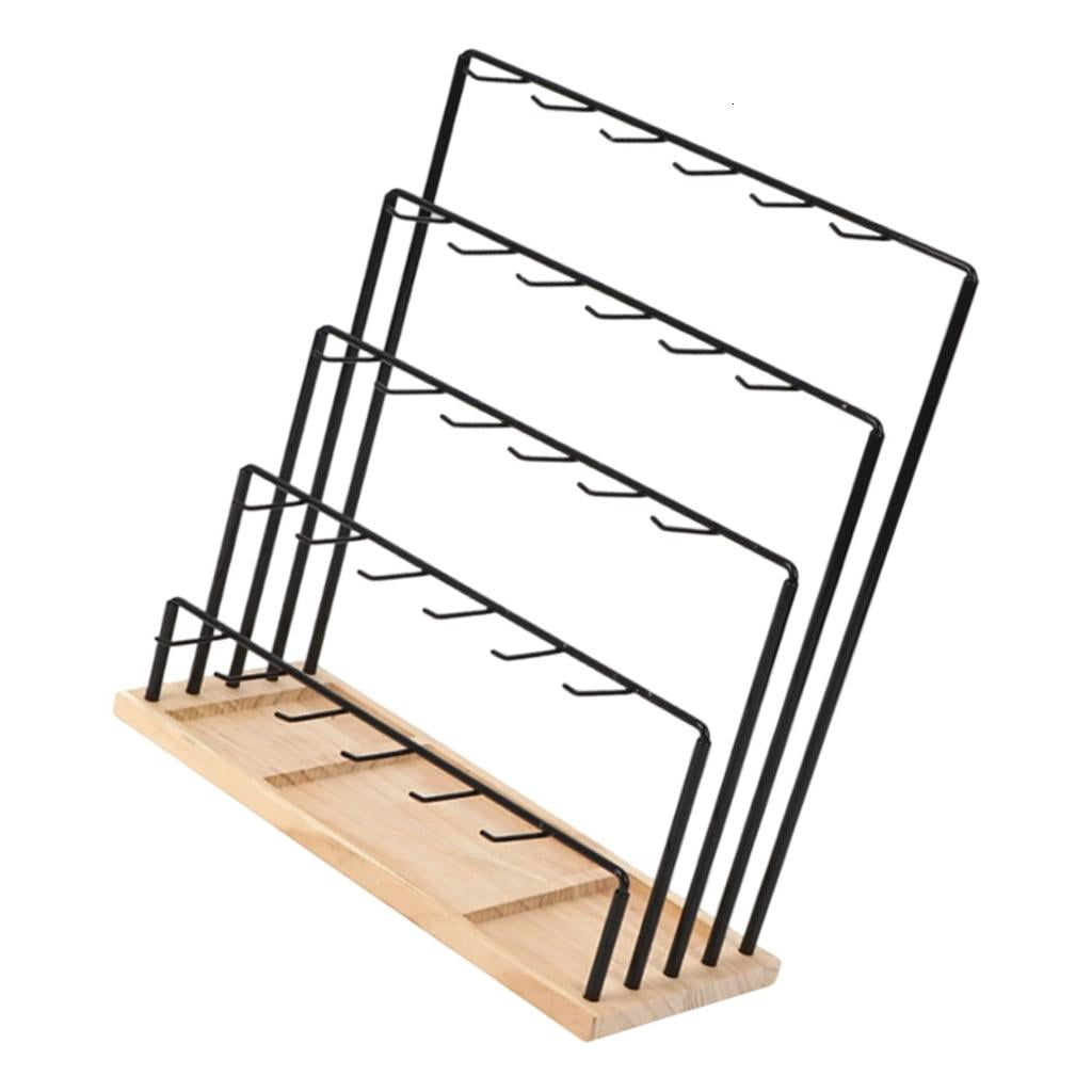 Earring Exhibition Rack 6 Levels 30 Hook Ladder Designs Wood Metal ...
