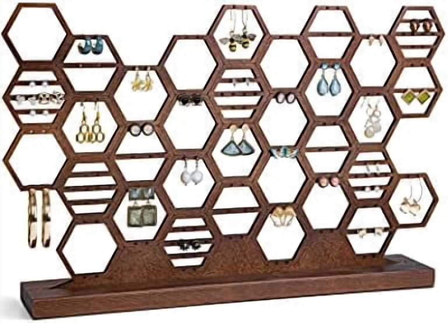 Earring Holder Organizer Honeycomb Earring Stand Wood Earring Display ...