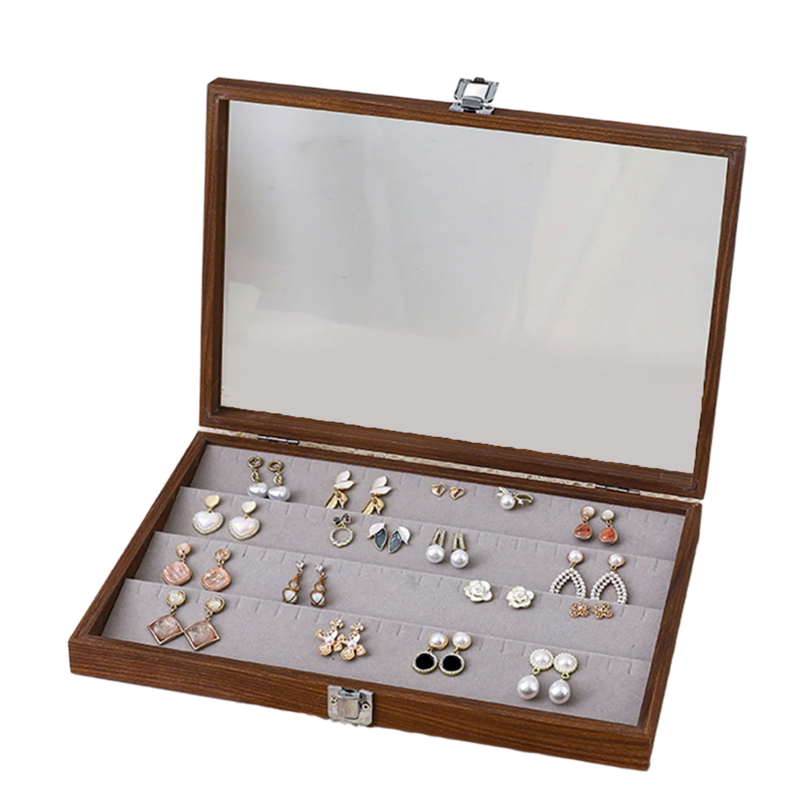 Earring Holder with Lid Jewelry Collection Box with Partitions and Lid ...
