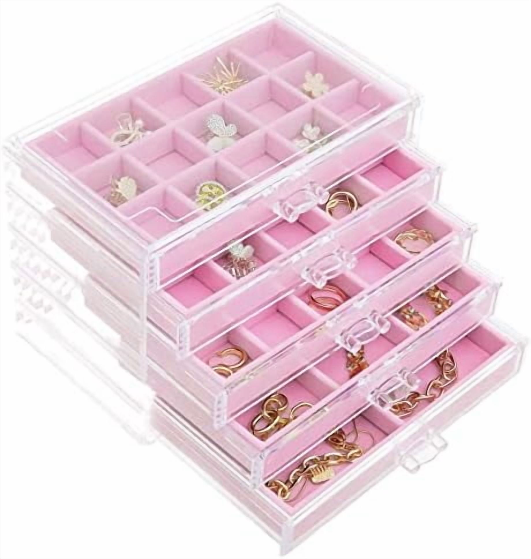 Earring Jewelry Organizer with 5 Drawers, Birthday Present, Clear ...