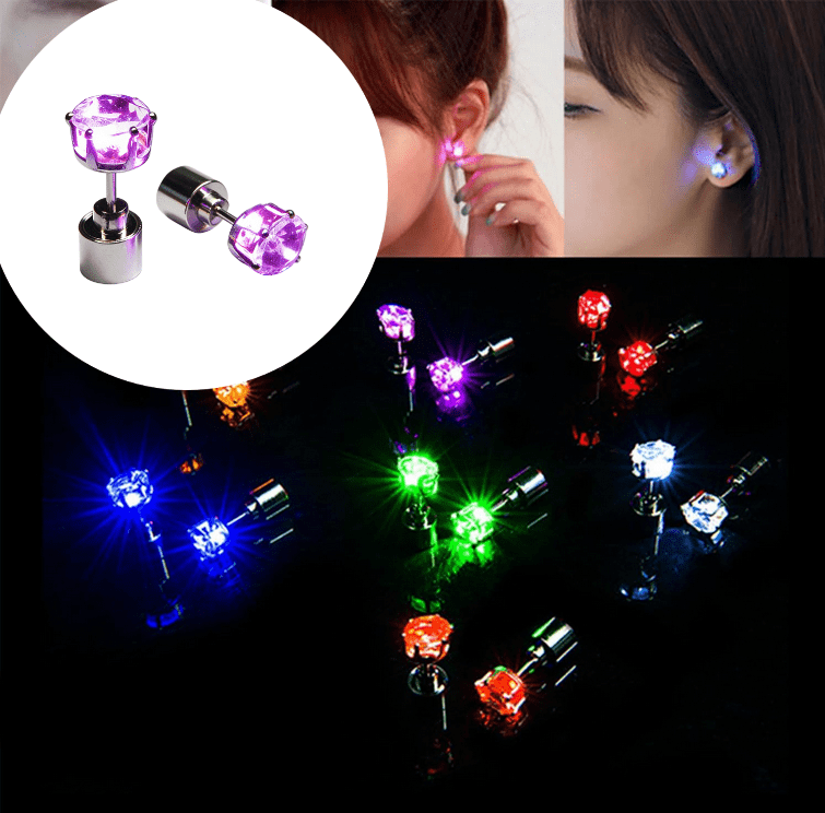 Earring LED Crown Ear Studs Eye-catching Luminous Earring for Festival ...