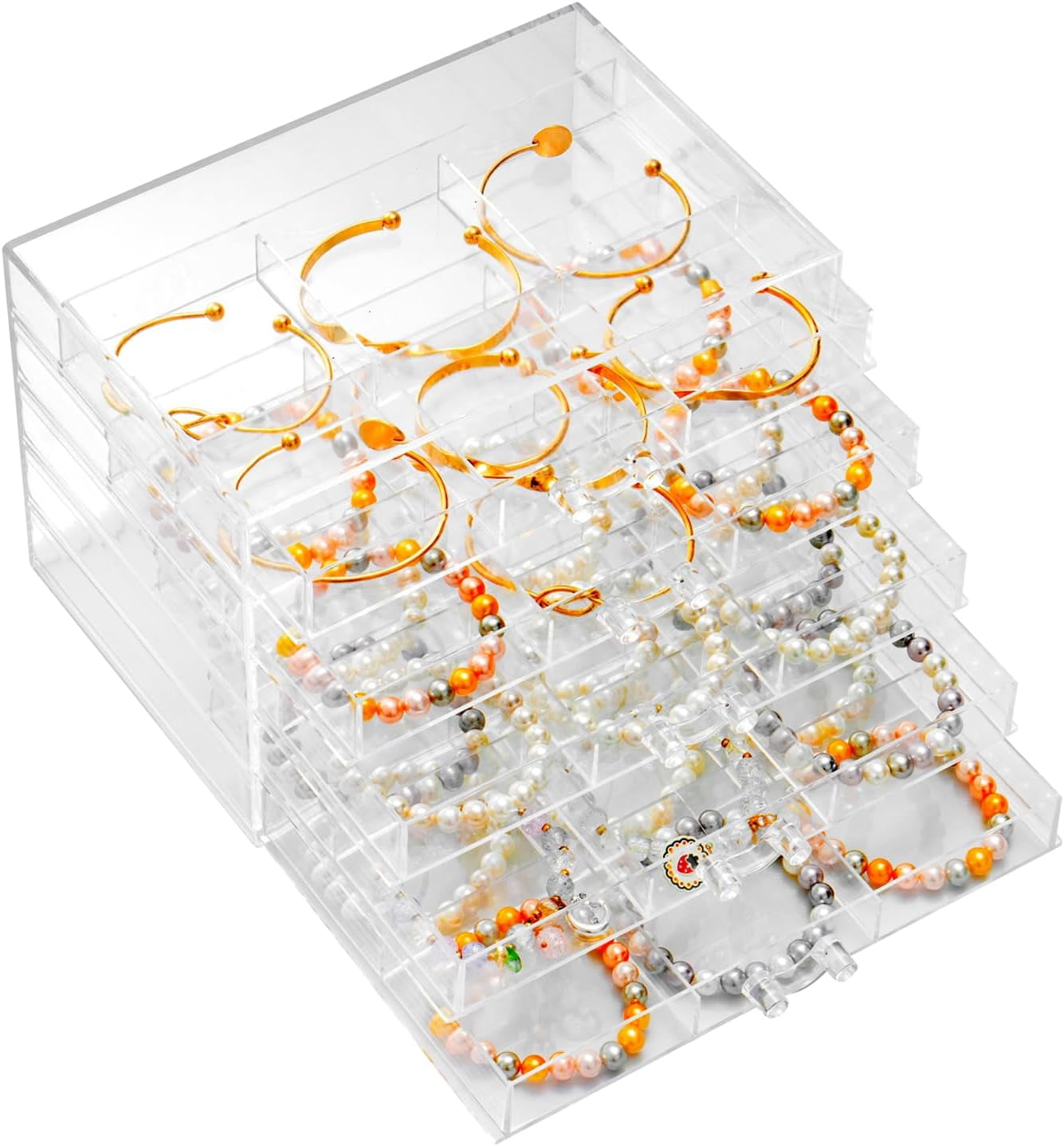 Earring Organizer, Acrylic Earring Box Large 30 Compartments Jewelry ...