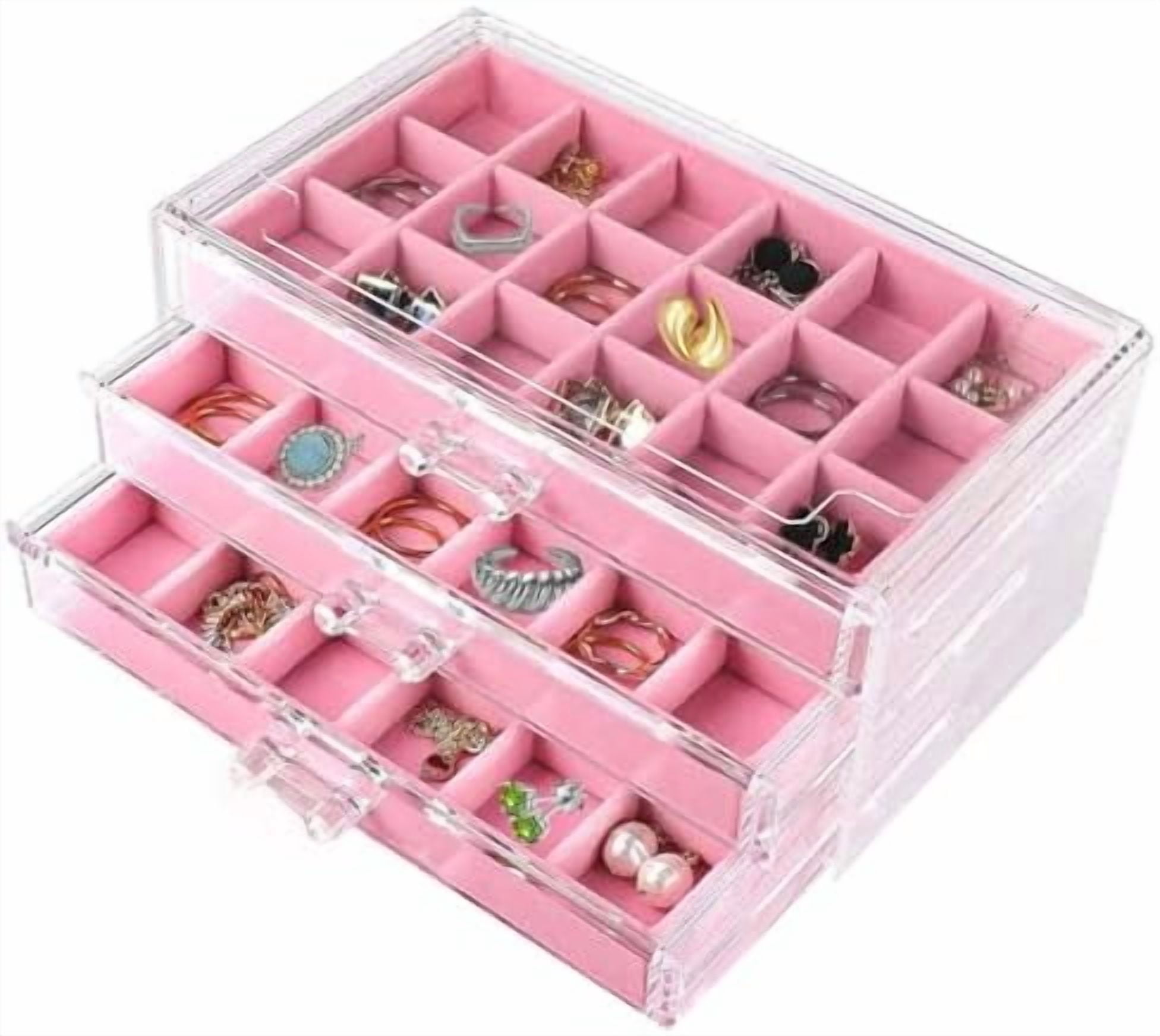 Earring Organizer Box Acrylic Jewelry Organizer with 3 Drawers 54 ...