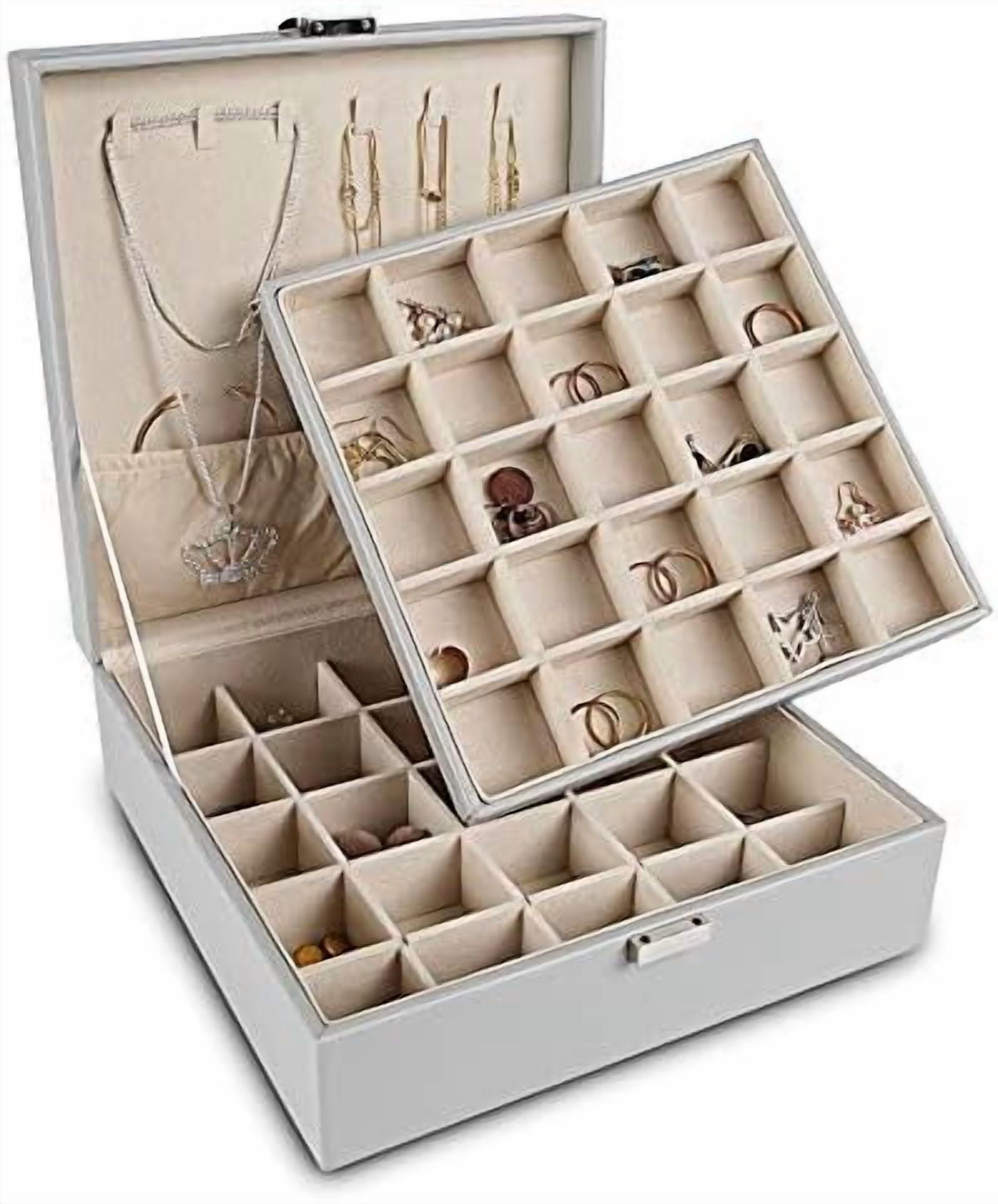 Earring Organizer Classic Jewelry Box 50 Slots Double Layer Jewelry ...