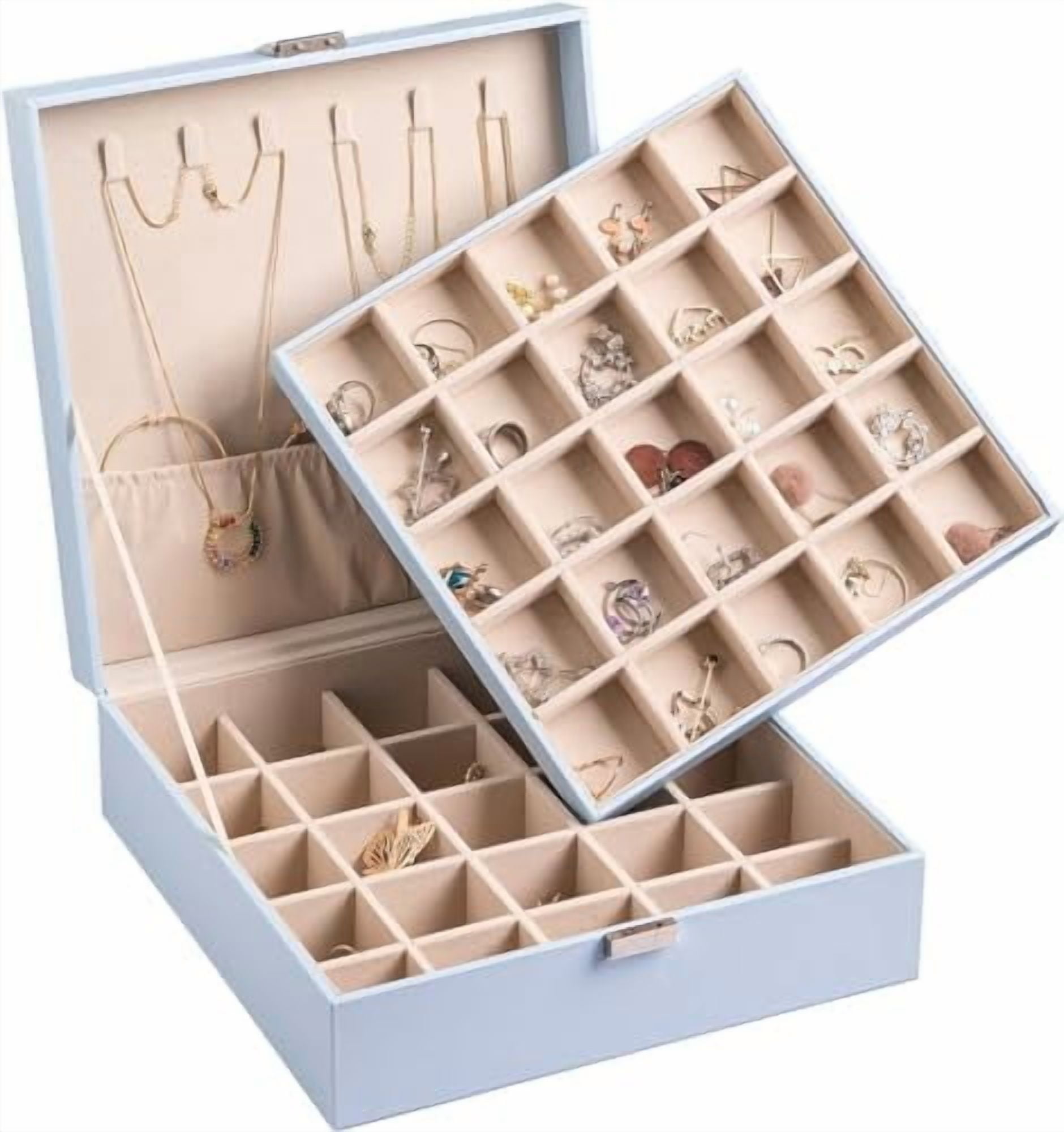 Earring Organizer Classic Jewelry Box 50 Slots Double Layer Jewelry ...