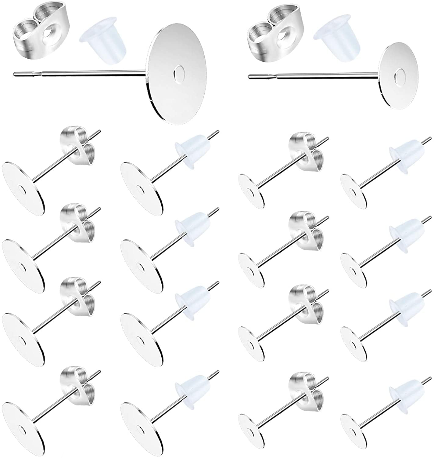 Earring Posts Stainless Steel, 500Pcs Hypoallergenic Flat Pad Earring ...