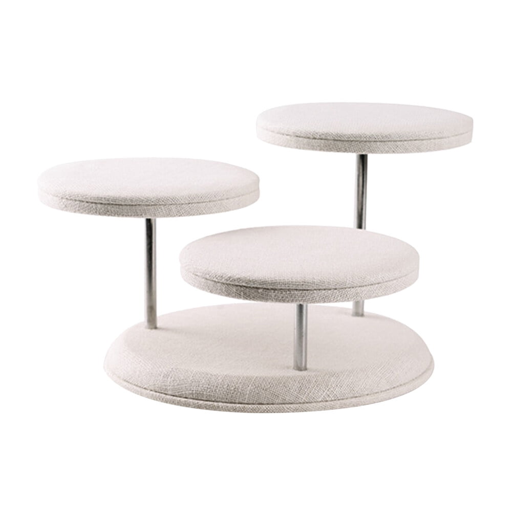 White Linen and Iron Jewelry Display Stand for Shop Decoration 3-Layer ...