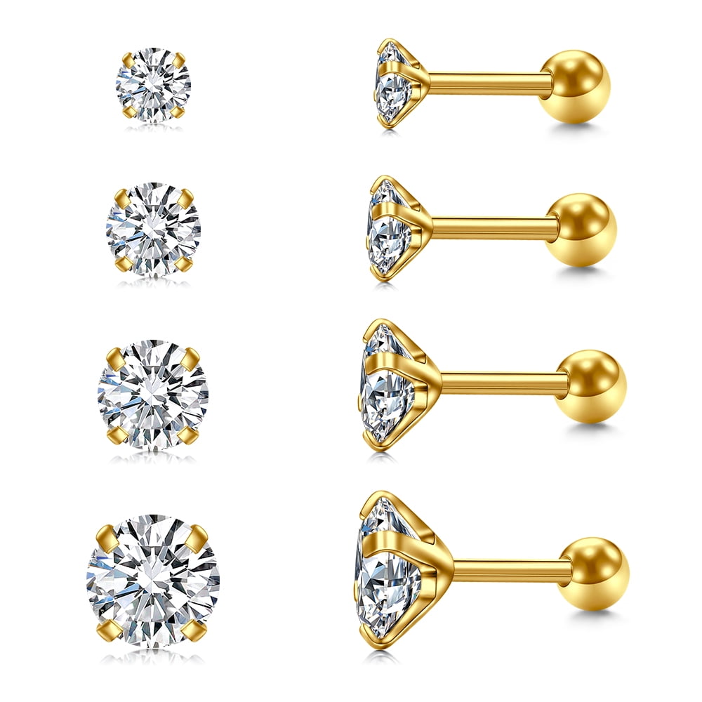 Earring Studs Cubic Zirconia Cartilage Earrings for Women Men Stainless ...