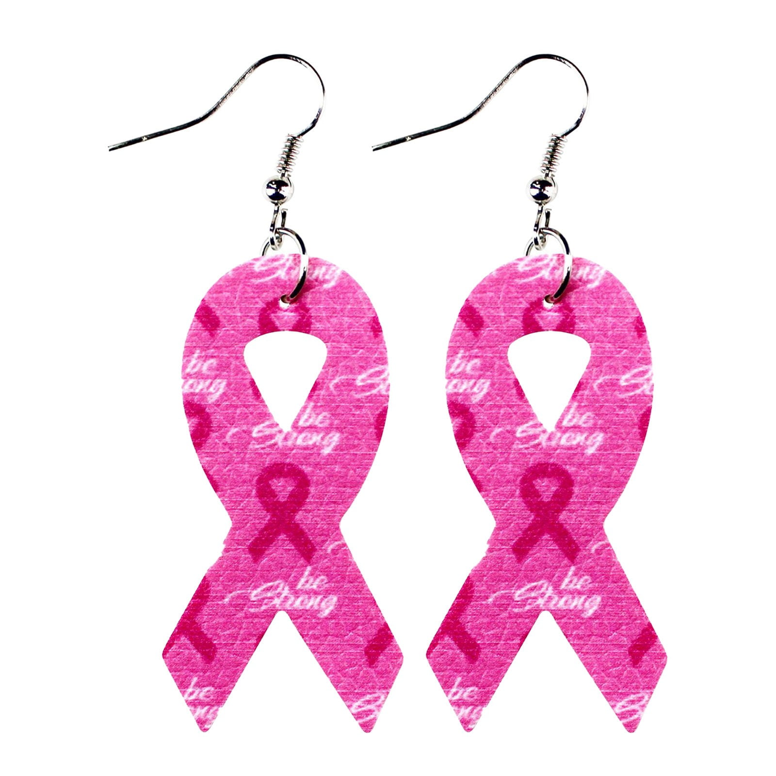Earring Studs Women's Health Awareness Pink Ribbon Leather Earrings ...