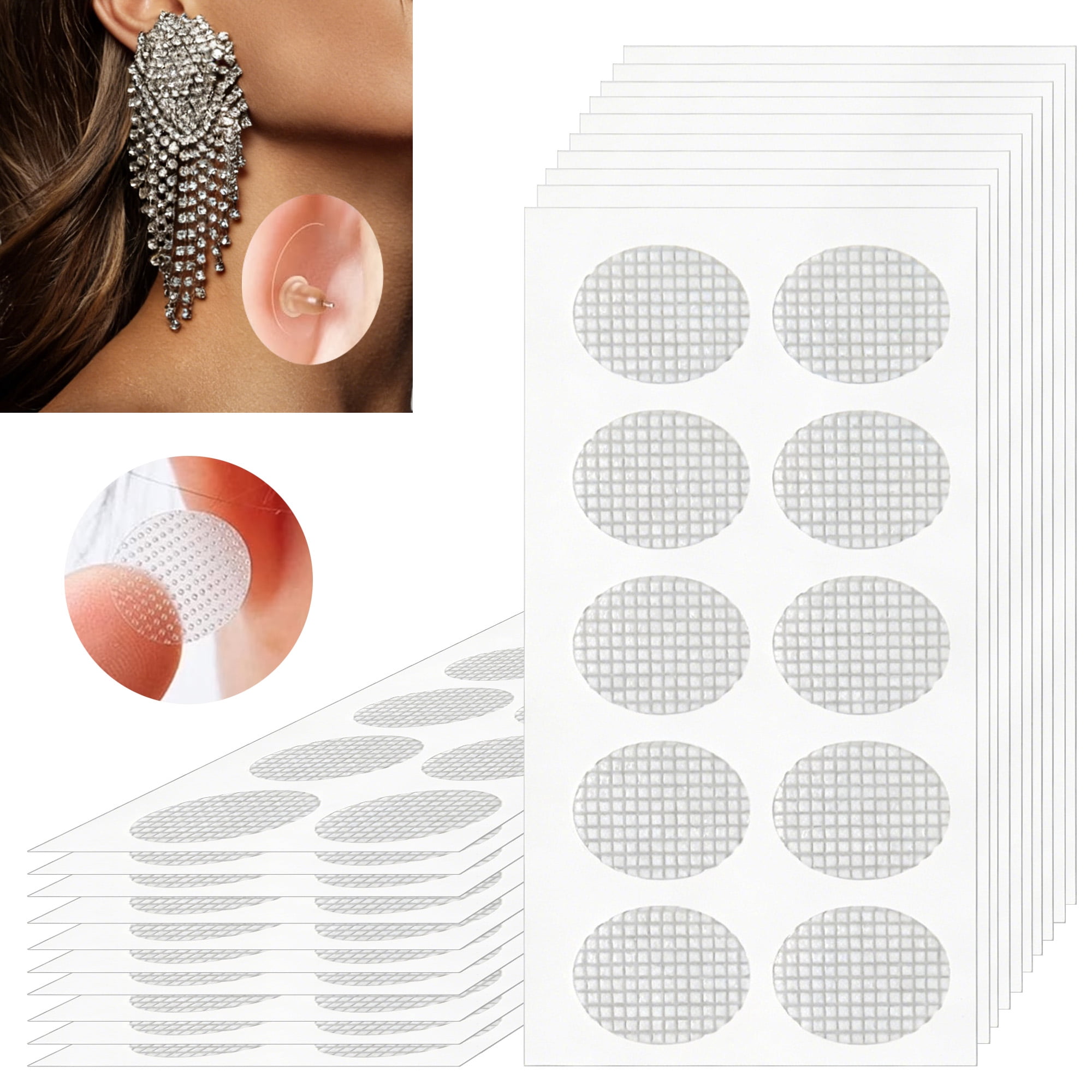 Earring Support Stickers for Split Earlobes, 50PCS Earring Stabilizer ...