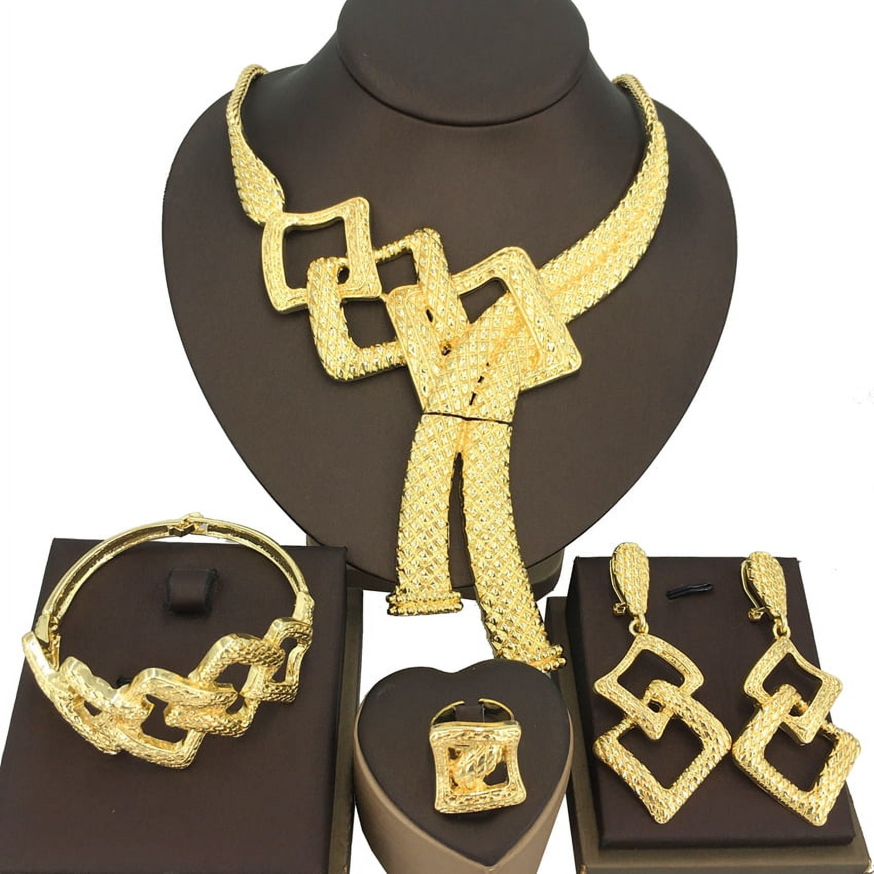 Earrings Necklace Bracelet Plus Ring 18k Plated Luxury Jewelry Set ...