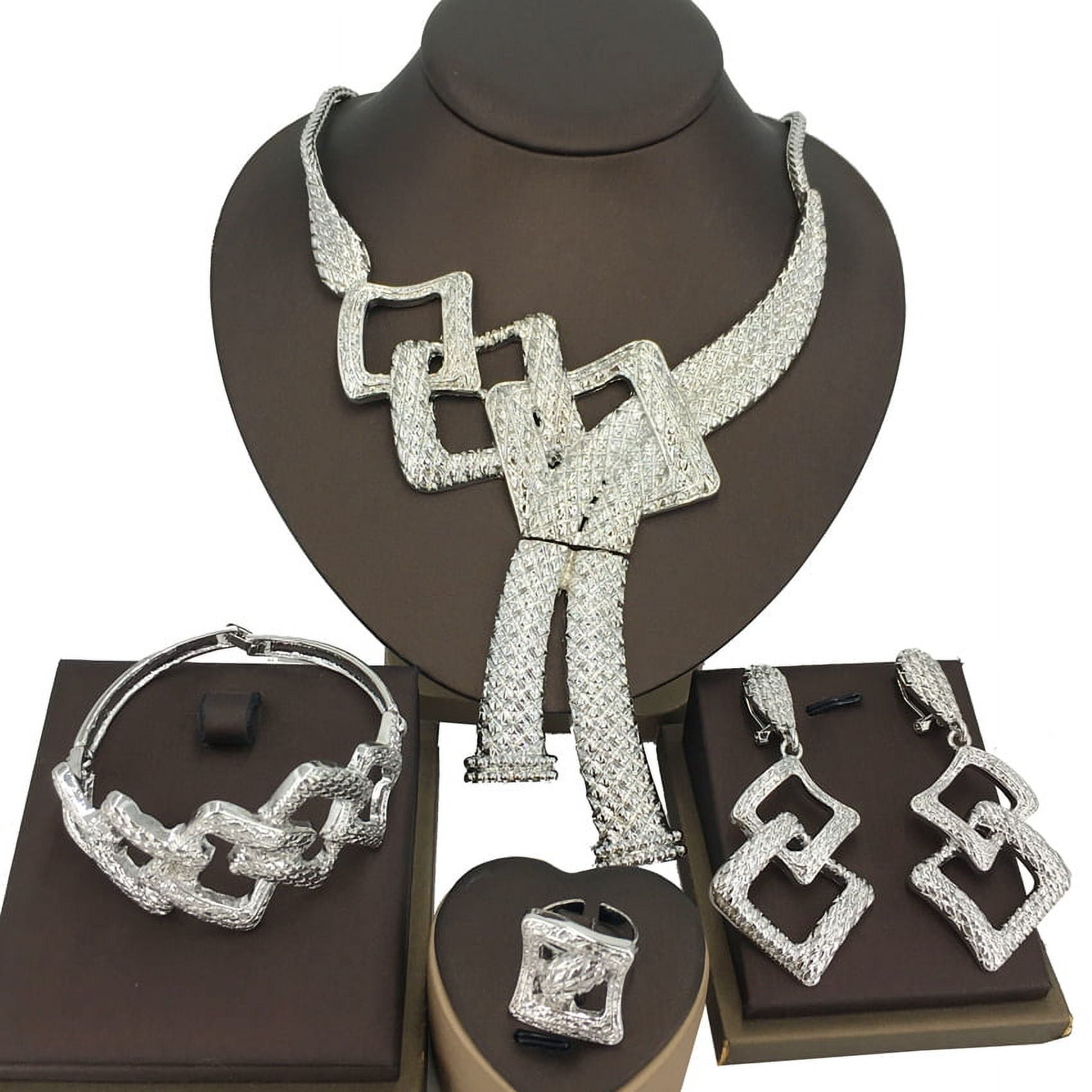 Earrings Necklace Bracelet Plus Ring 18k Plated Luxury Jewelry Set ...
