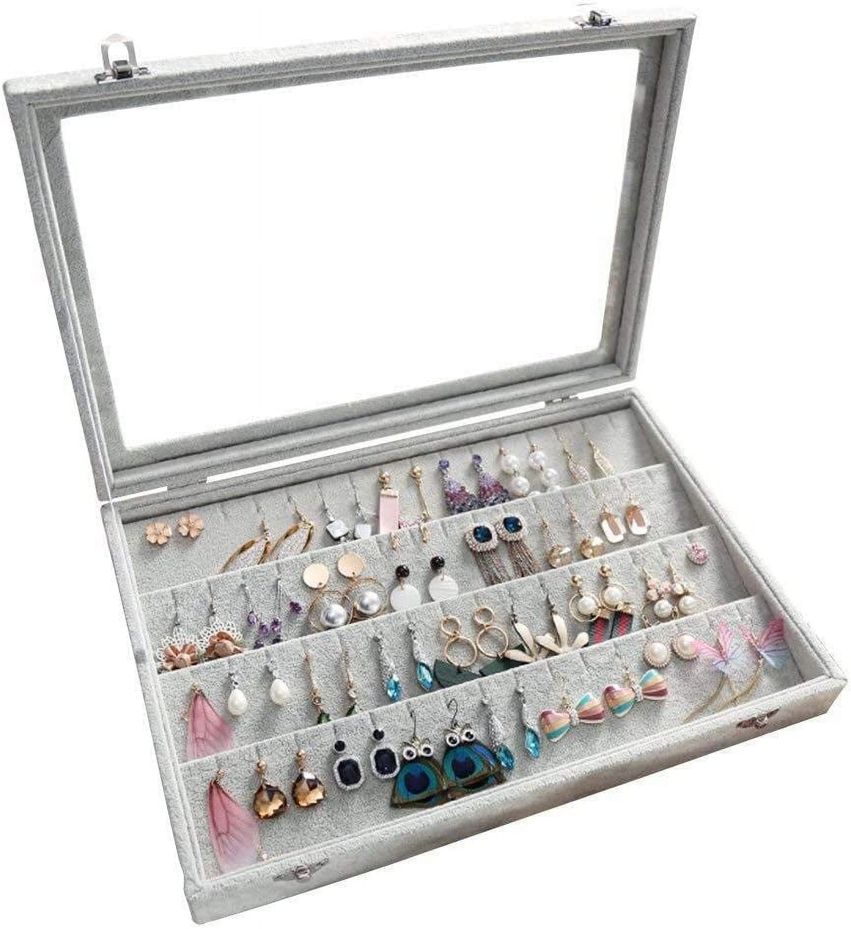 Earrings Organiser, Velvet Clear Lid Earring & 40 Pairs Earrings ...