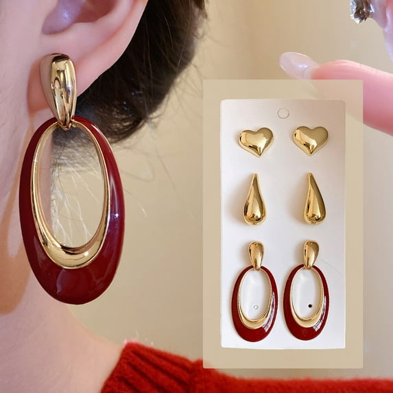 Earrings Set 3 Pairs Silver Earrings Acrylic Dangle Earrings ...