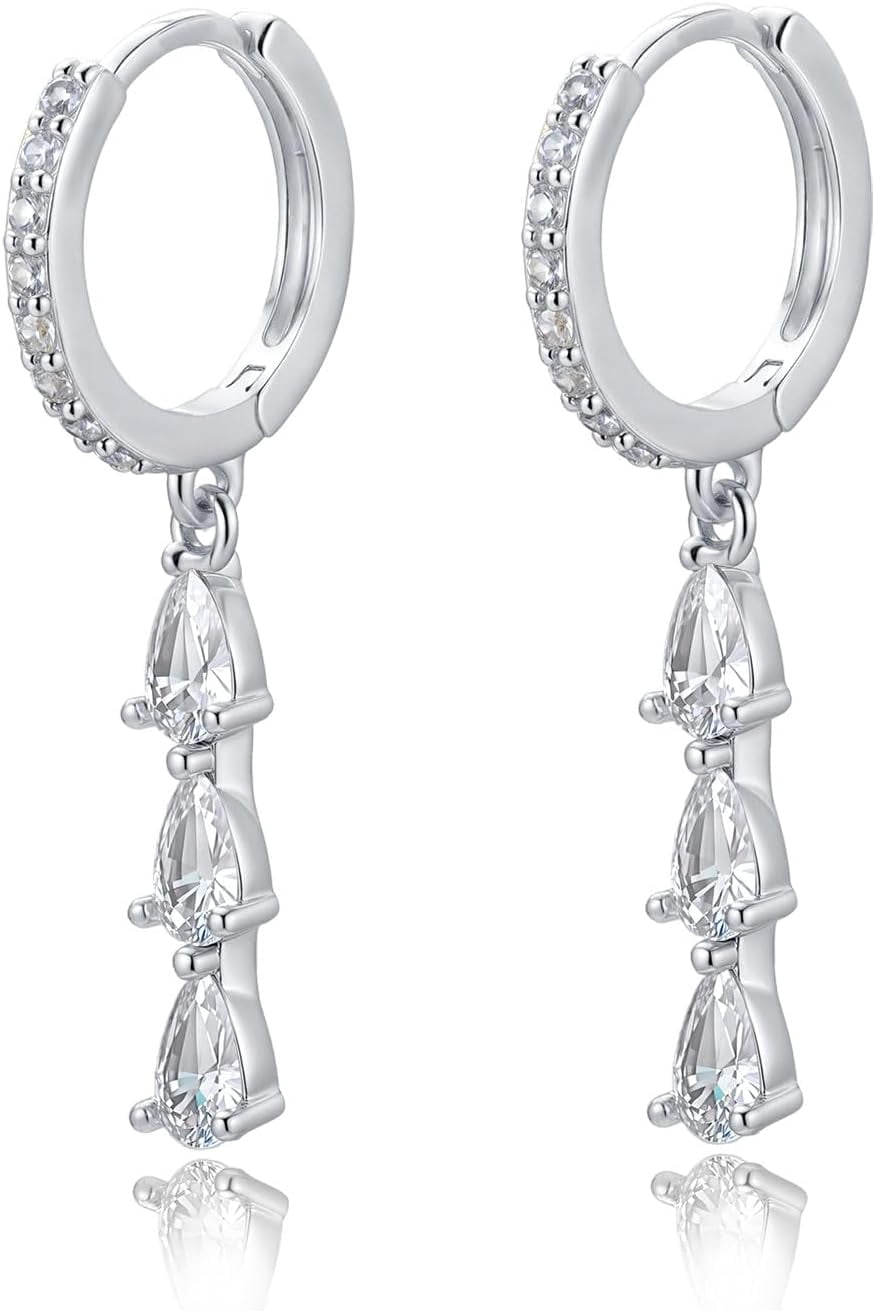 Earrings For Women 14K Gold/18 White Gold Plated Hypoallergenic 925 ...