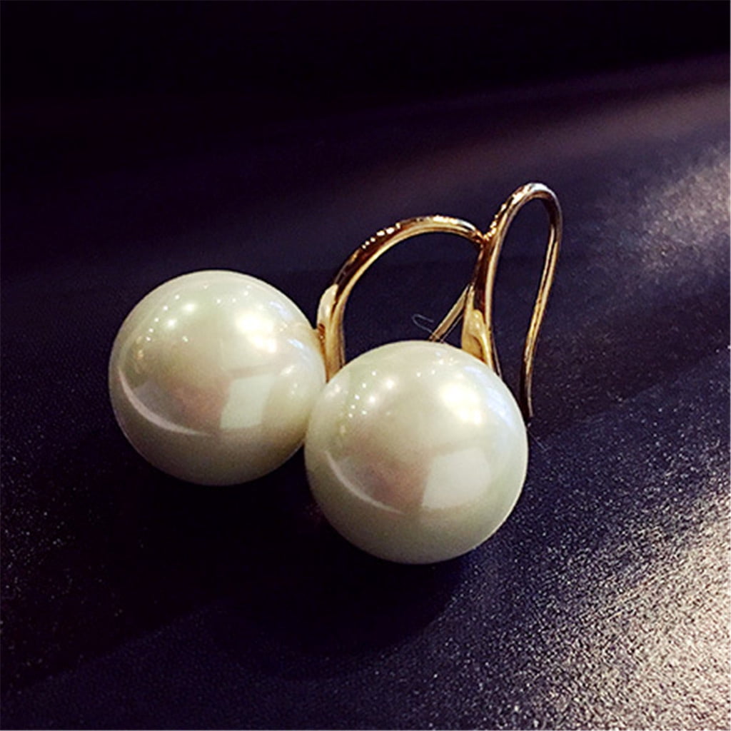 Earrings for Women Drop Style with Large Pearl Grandmother Fine Gold ...