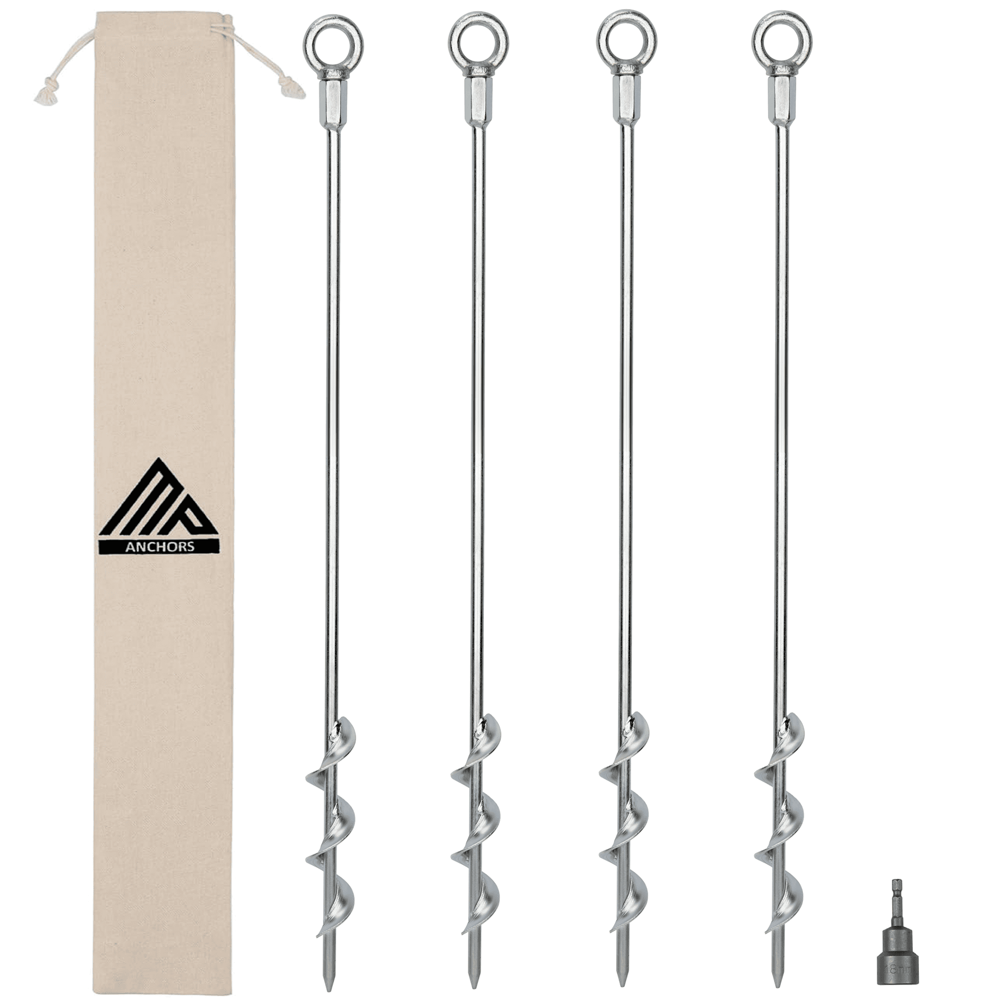 Earth Anchors - 24" Set of 4 Heavy Duty Ground Stakes with Drill Bit ...