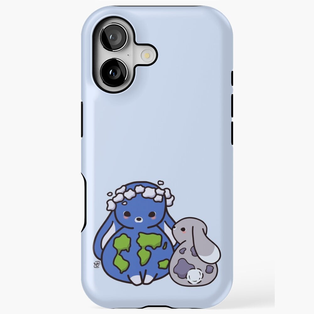 Earth And Moon Buns Cute Rabbit Art iPhone Case 17 to 11 Pro Max ...