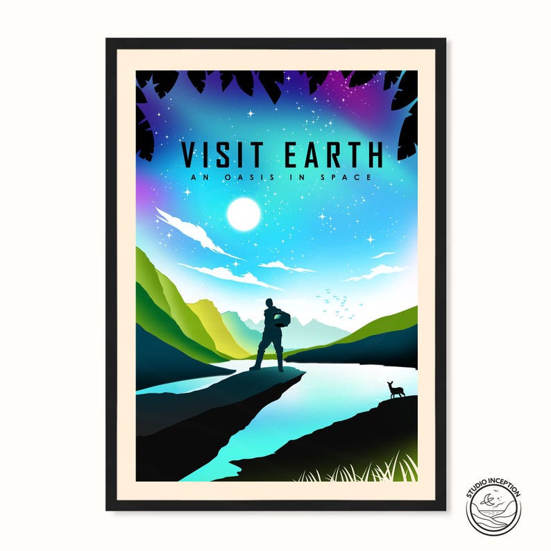 Earth Art Print Visit Earth Travel Poster Space Tourism Poster Planet ...