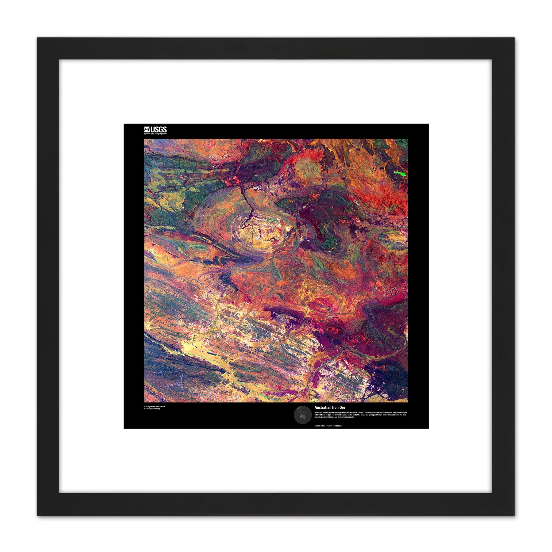 Earth Art USGS Australian Iron Ore 8X8 Inch Square Wooden Framed Wall ...
