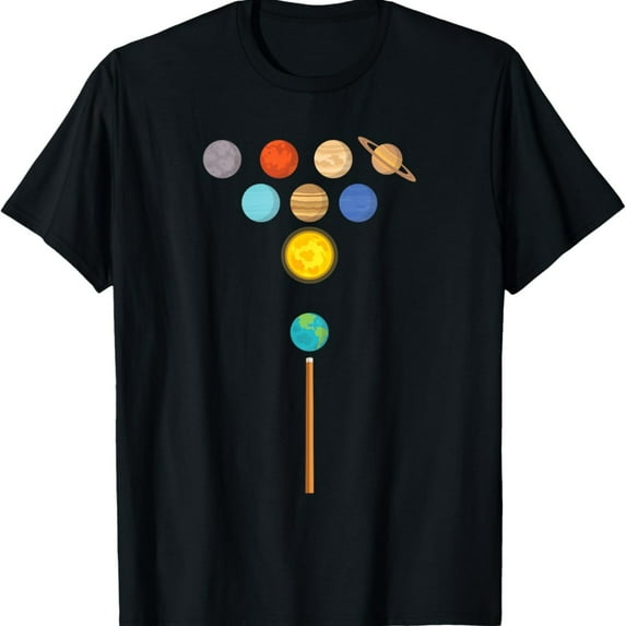 Earth Billiard Ball Strucking Plane Funny Pool T-Shirt - Walmart.com