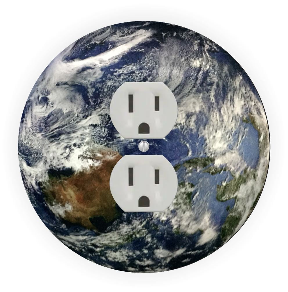 Earth Blue Design - Round Light Switch Plate Cover - Outlet Cover ...