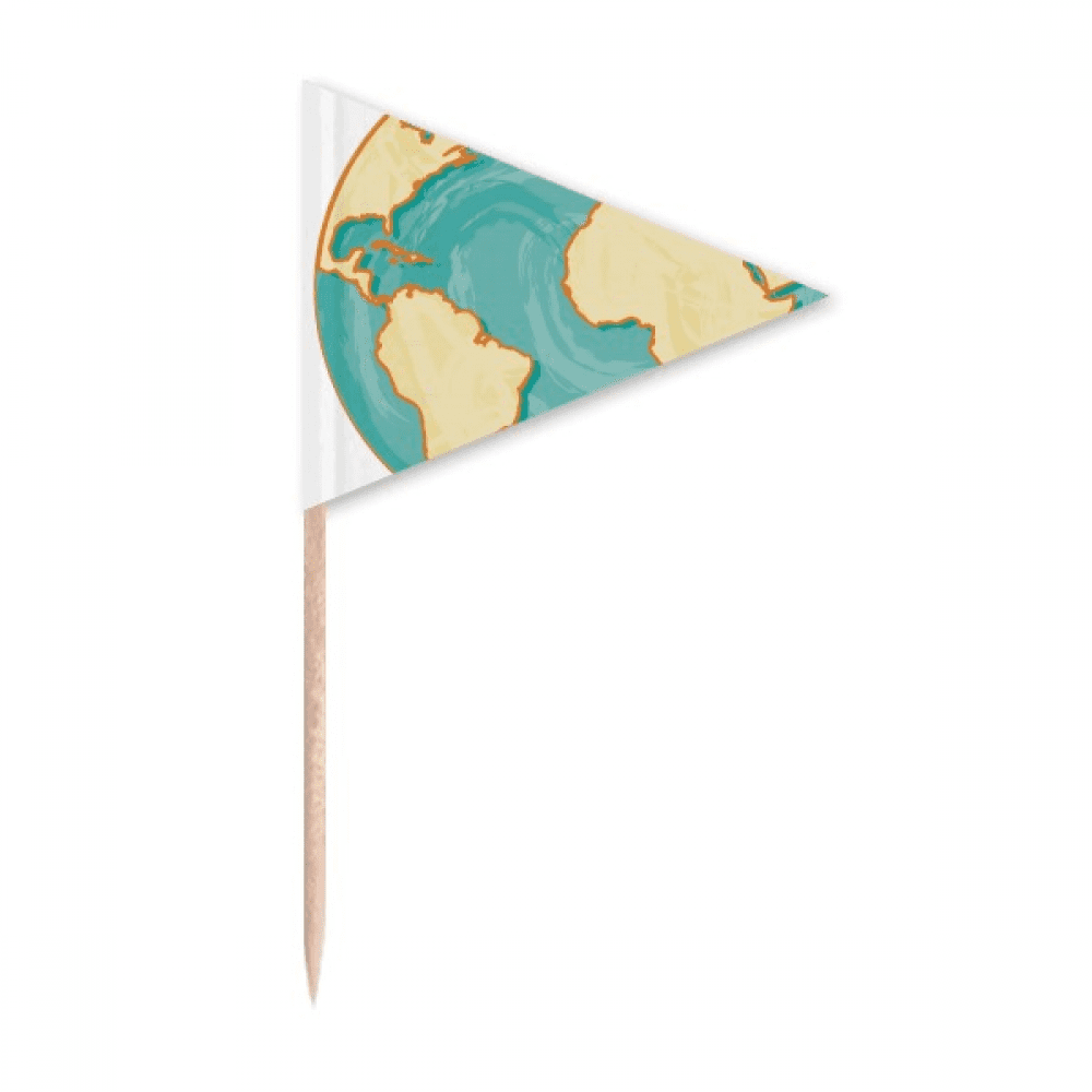 Earth Blue Ocean Yellow World Toothpick Triangle Cupcake Toppers Flag ...