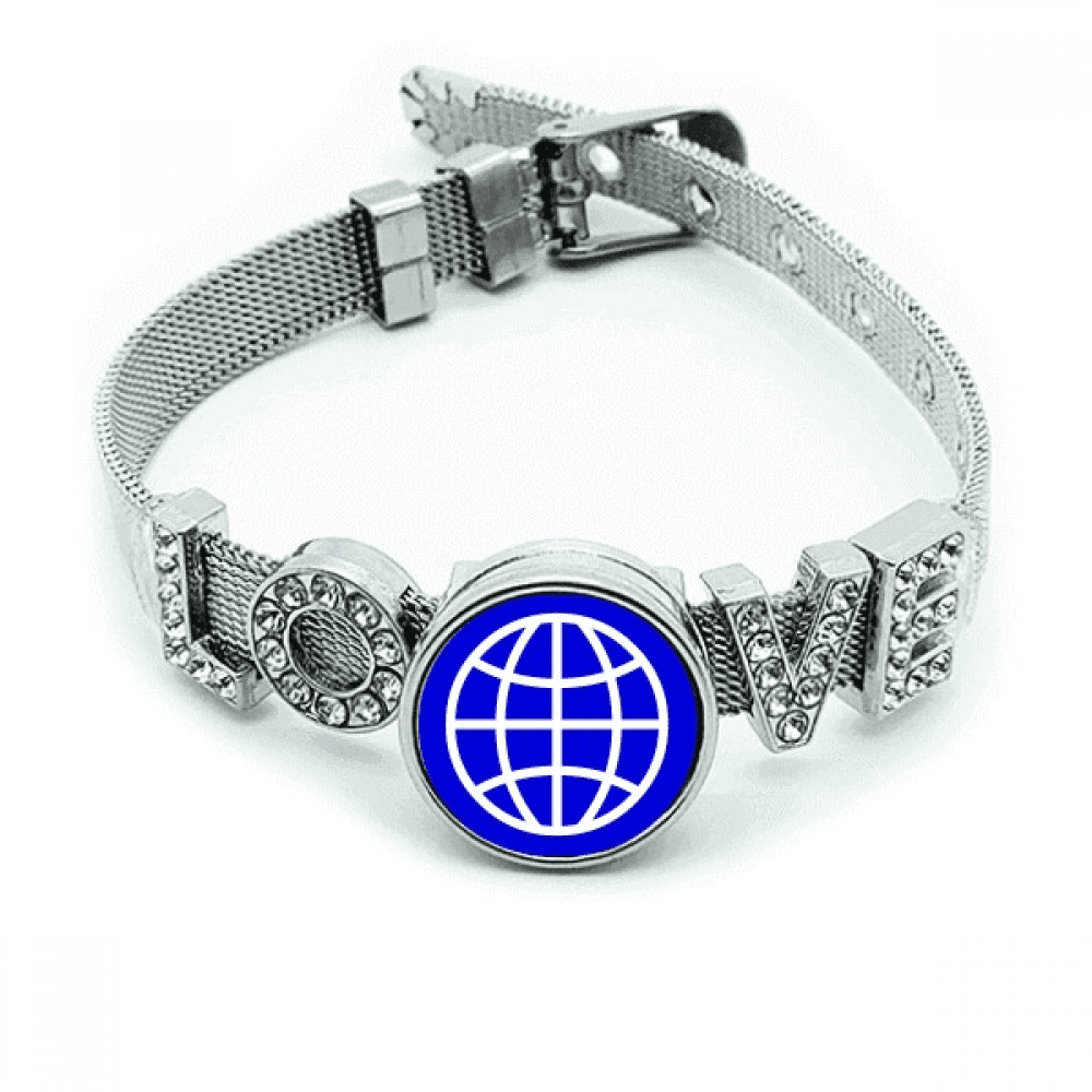 Earth Blue Square Warning Mark Bracelet Wristband Crystal Love ...