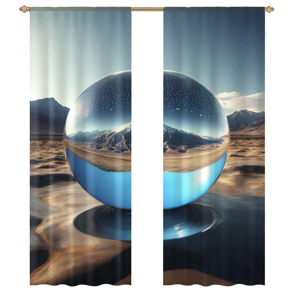 Earth Bubble Reflection Sheer Voile Curtain Window Tulle Curtains For ...