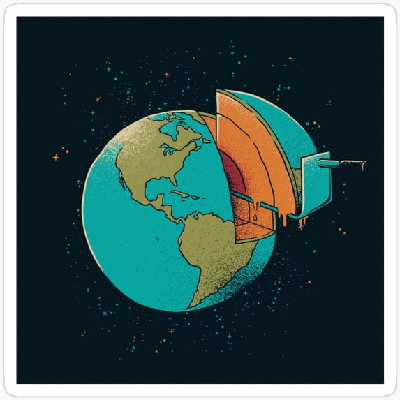 Earth Cake Earth Day Ecology Earth Map Sticker Phone Decal Water Bottle ...