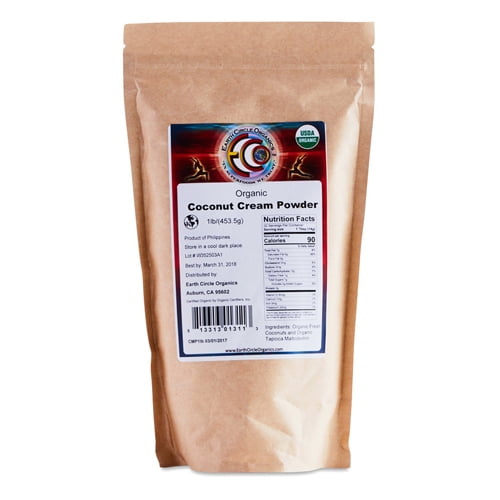 Earth Circle Organics Organic Coconut Cream Powder, 1 lb (453.4 g ...