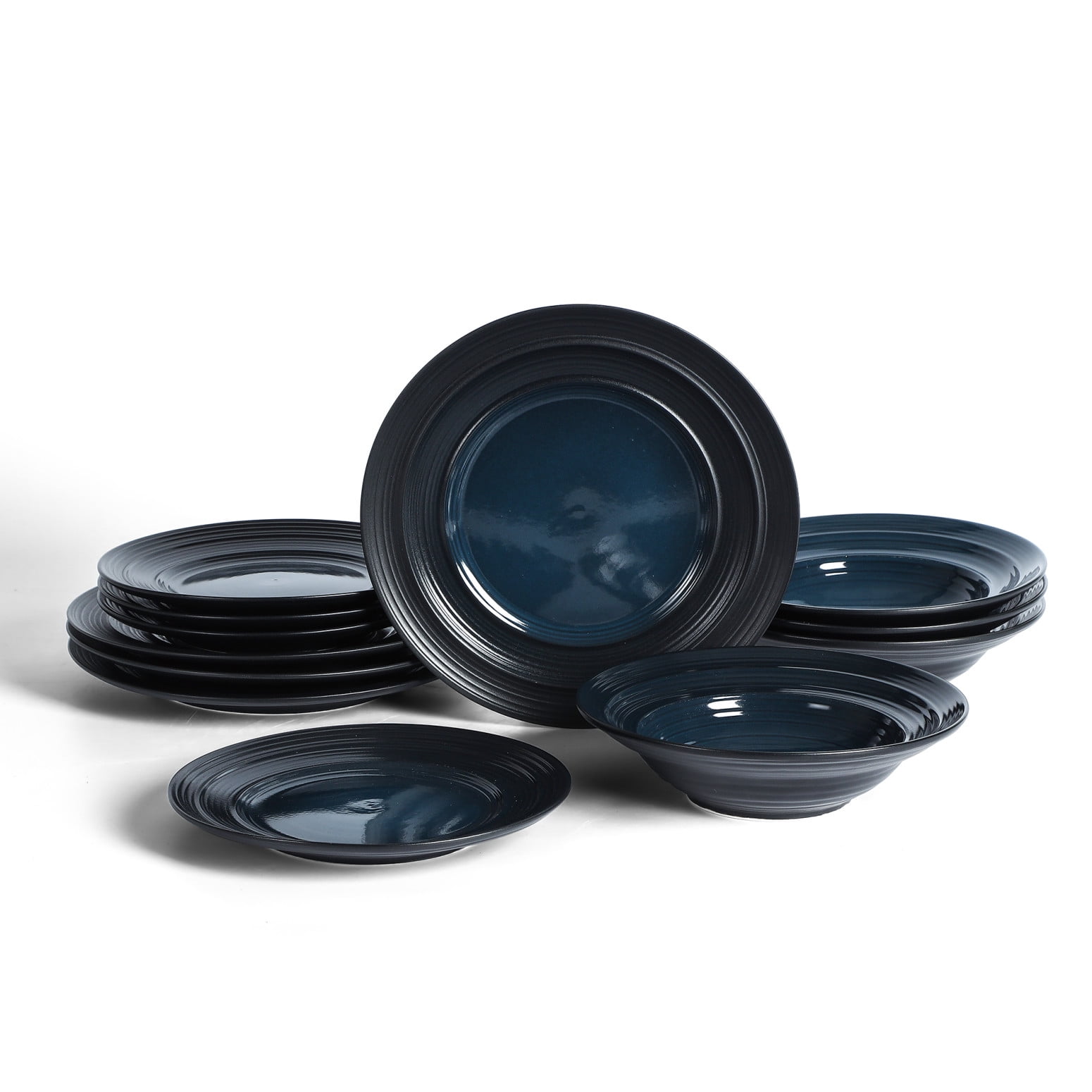 Earth & Clay Celeste 12-Piece Dinnerware Set Stoneware, Blue - Walmart.com