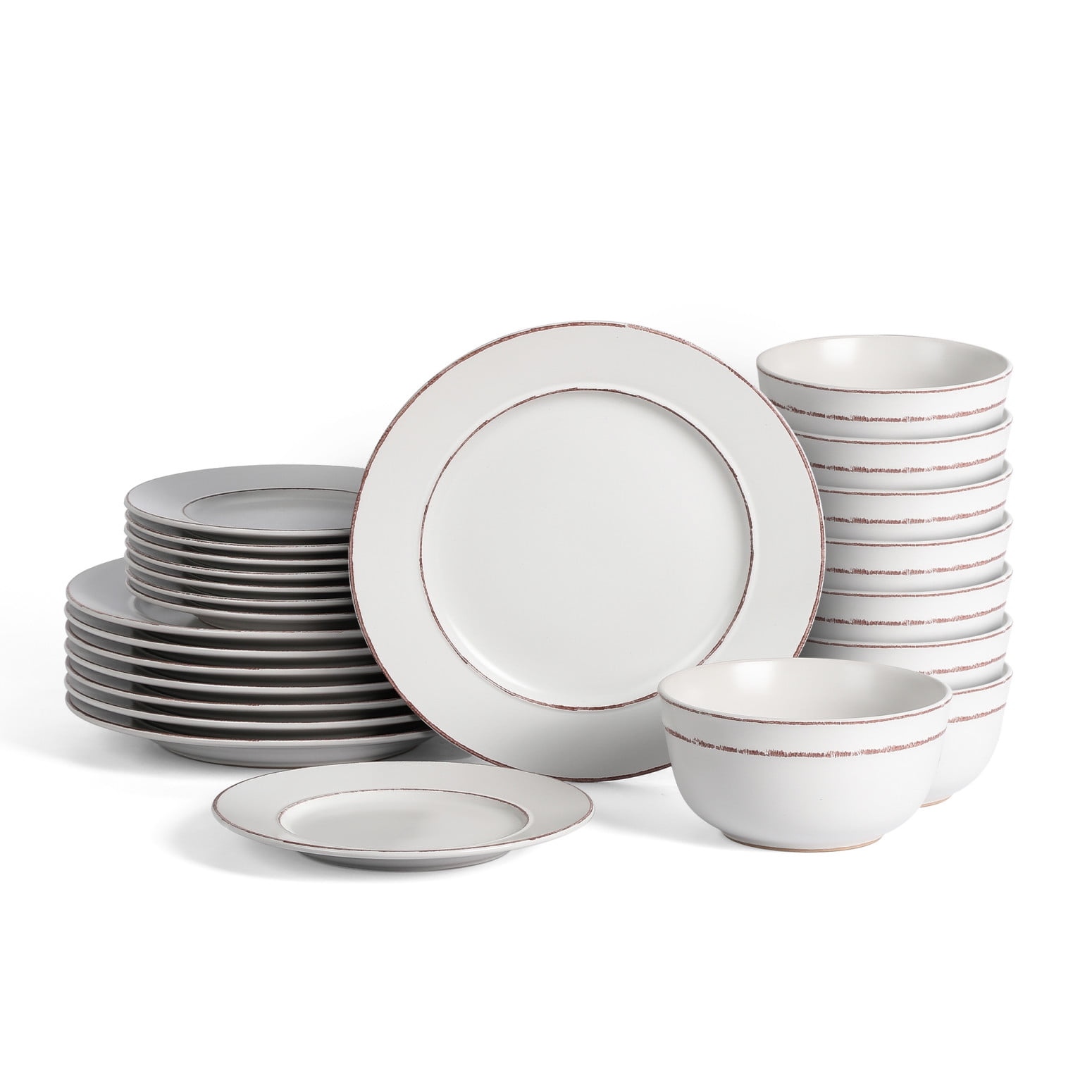 Earth & Clay Hazel 24-Piece Dinnerware Set Stoneware, Grey - Walmart.com