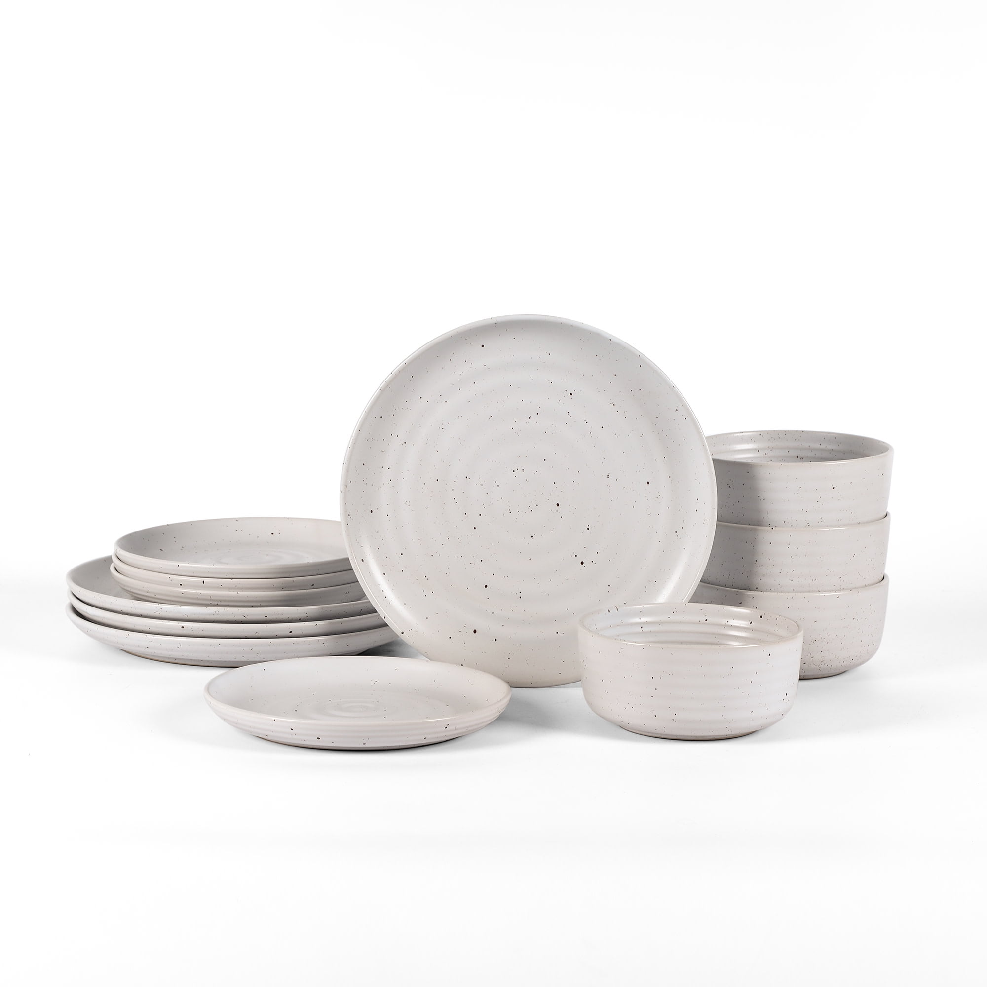 Earth & Clay Ion 12-Piece Dinnerware Set Stoneware, White - Walmart.com