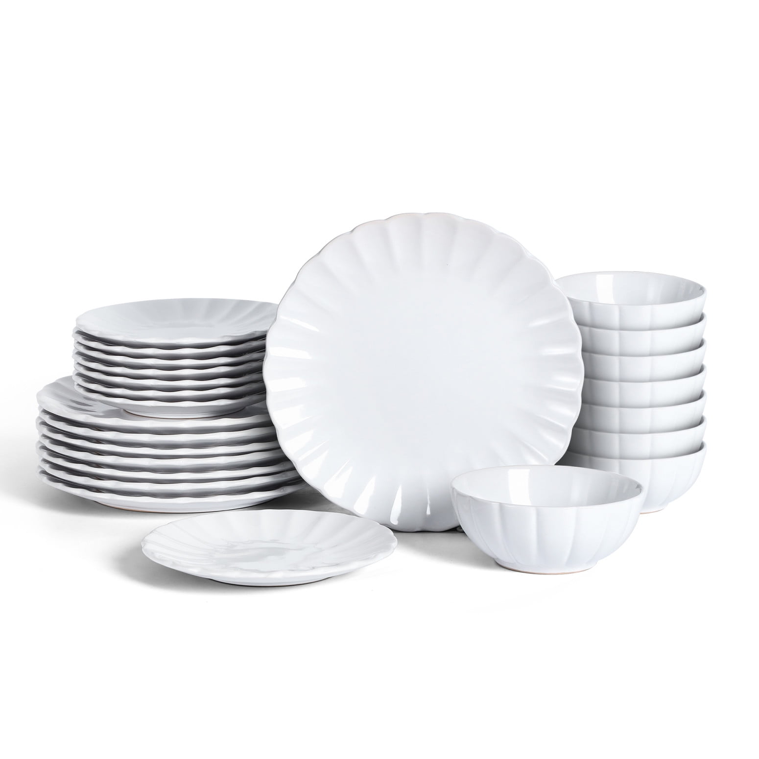 Earth & Clay Phoenix 12-Piece Dinnerware Set Stoneware, White - Walmart.com