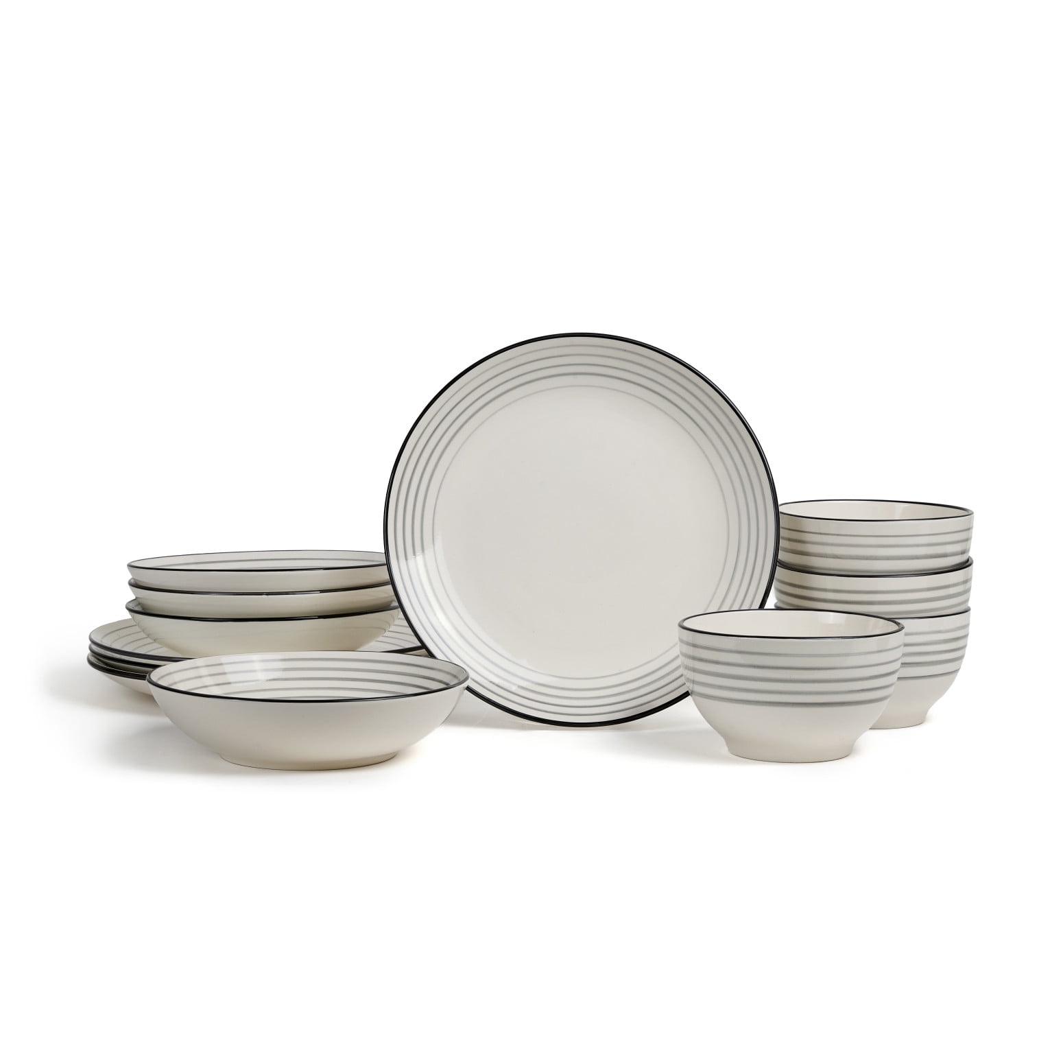 Earth & Clay Zeke 12-Piece Dinnerware Set Earthenware, Grey - Walmart.com