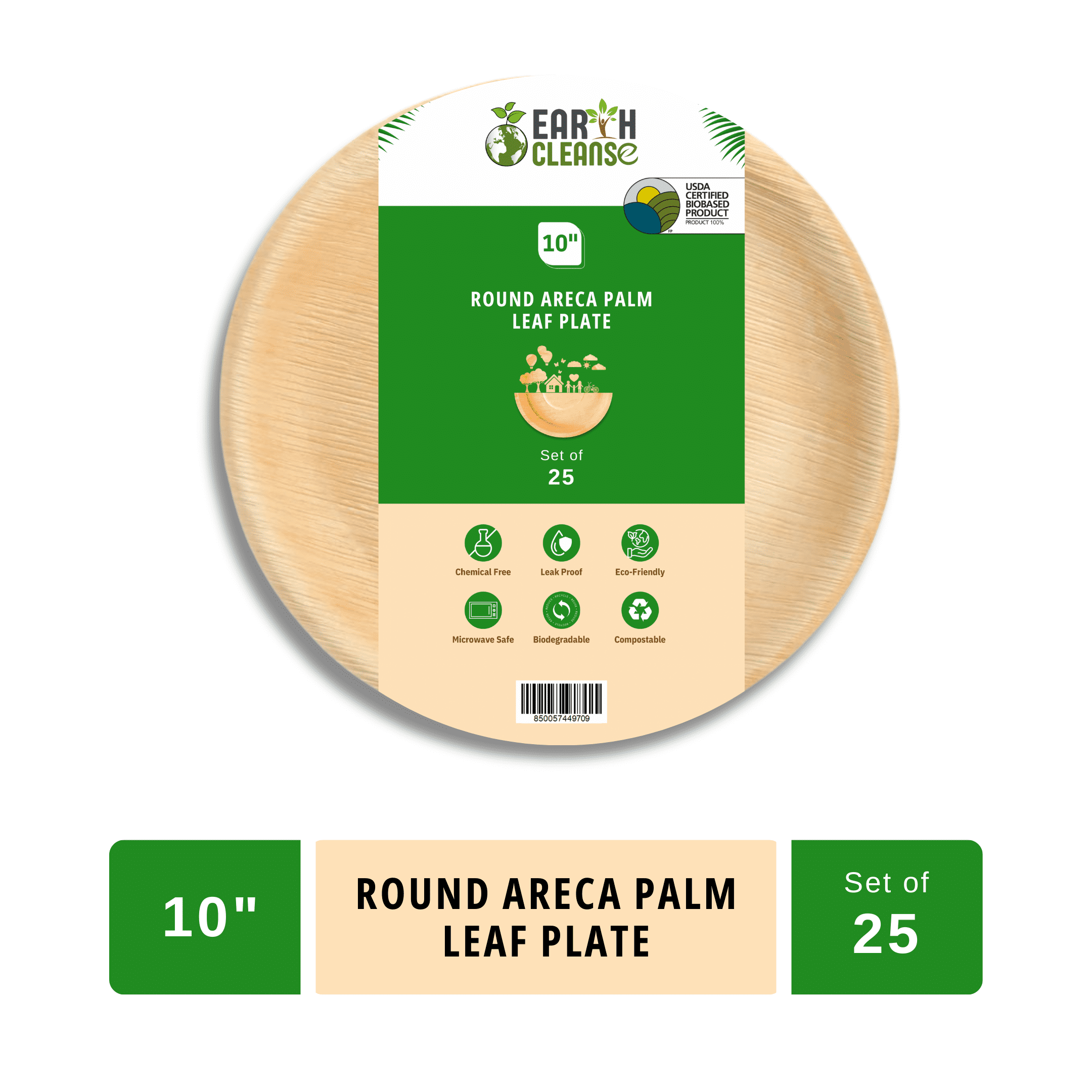 Earth Cleanse Areca Palm Leaf Round Plates 10-Inch ,Pack of 25 ...
